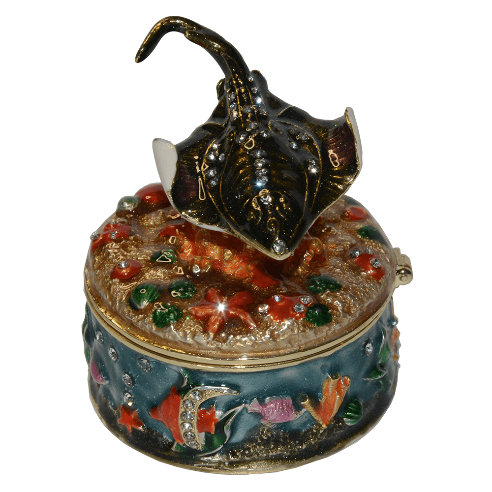 Stingray Trinket Box Enamel Nautical Ocean Decor Sea Life Jewelry ...