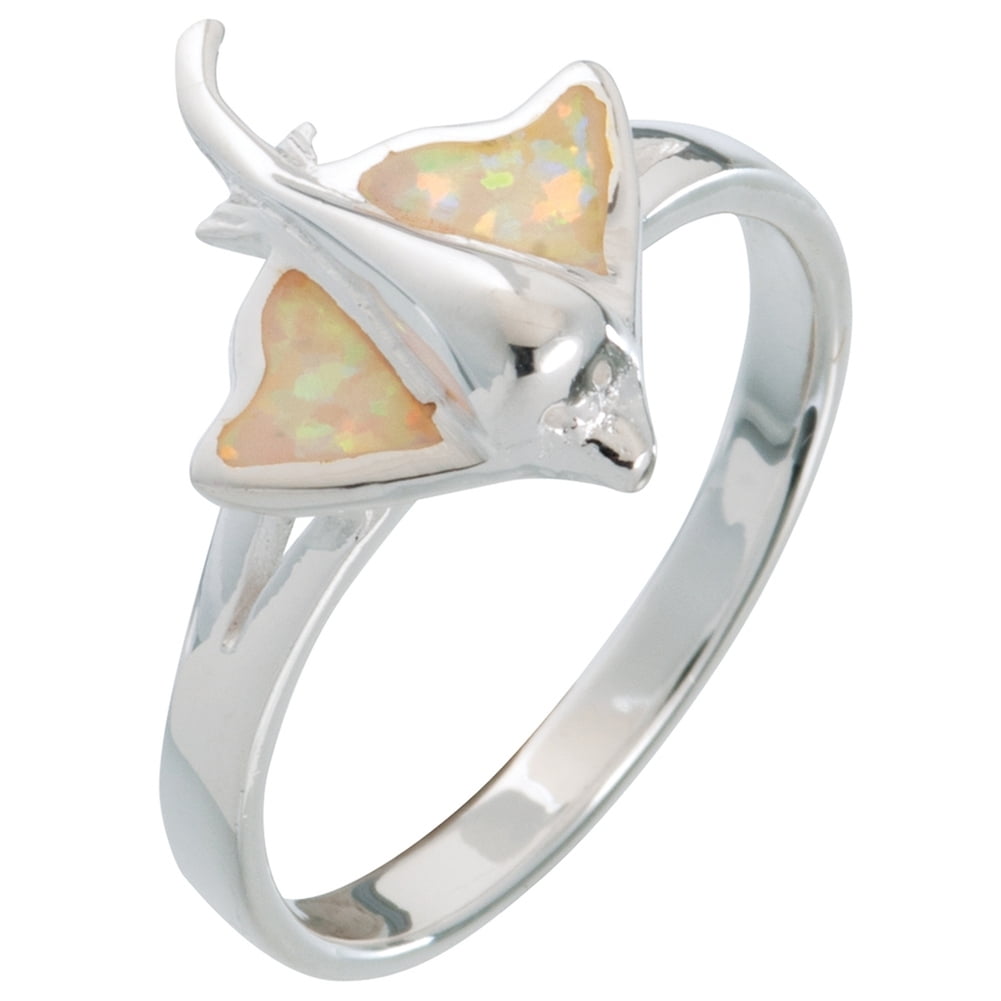 Stingray With Opal Inlay Sterling Silver Ring - Walmart.com