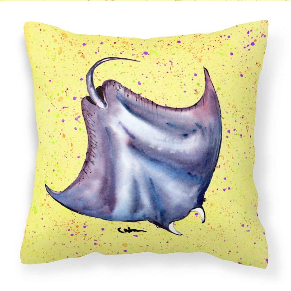Stingray on Yellow Fabric Decorative Pillow - Walmart.com