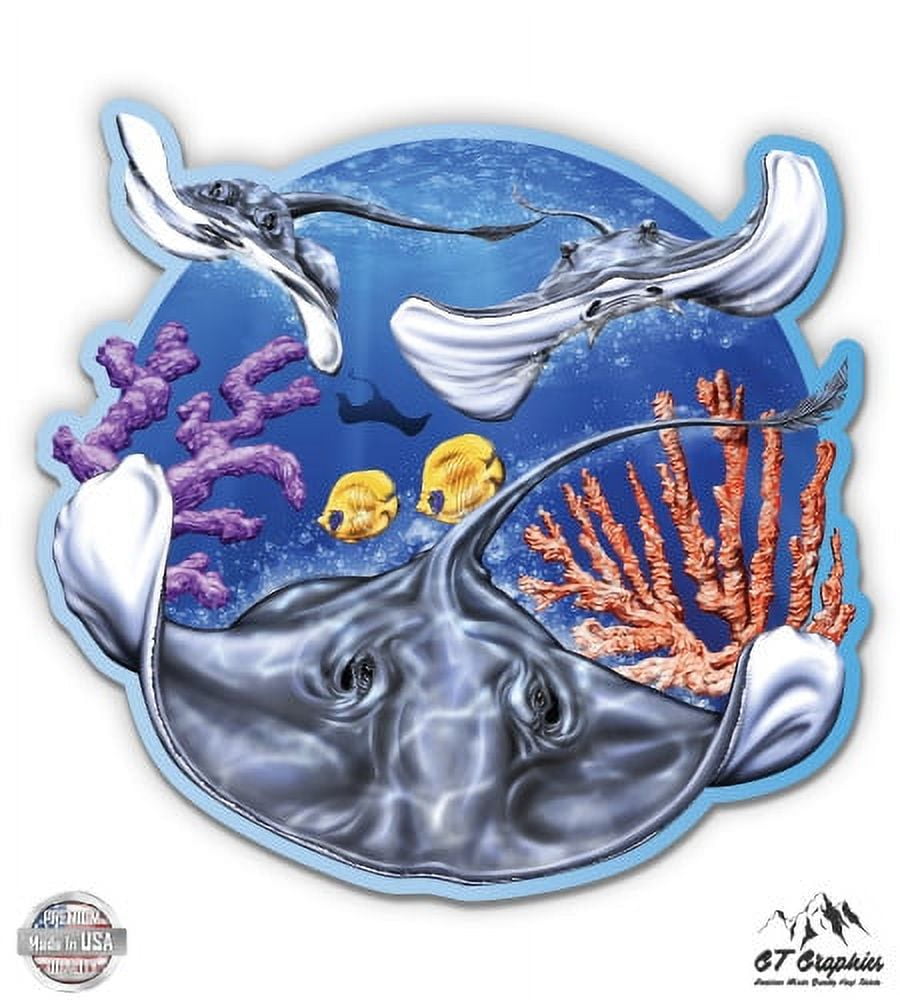 Stingrays - 5" Vinyl Sticker - For Car Laptop I-Pad - Waterproof Decal ...
