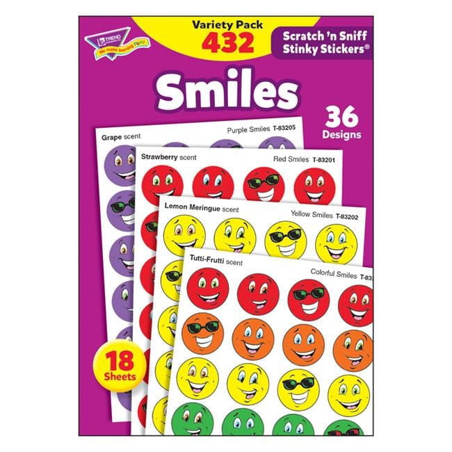 Stinky Stickers Smiles Variety Pack Acid-Free - 432 Per Pack - Pack of ...