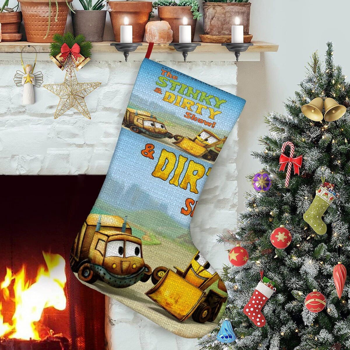 Stinky and Dirty-theme Christmas Stockings，Fine white linen for Stairs ...