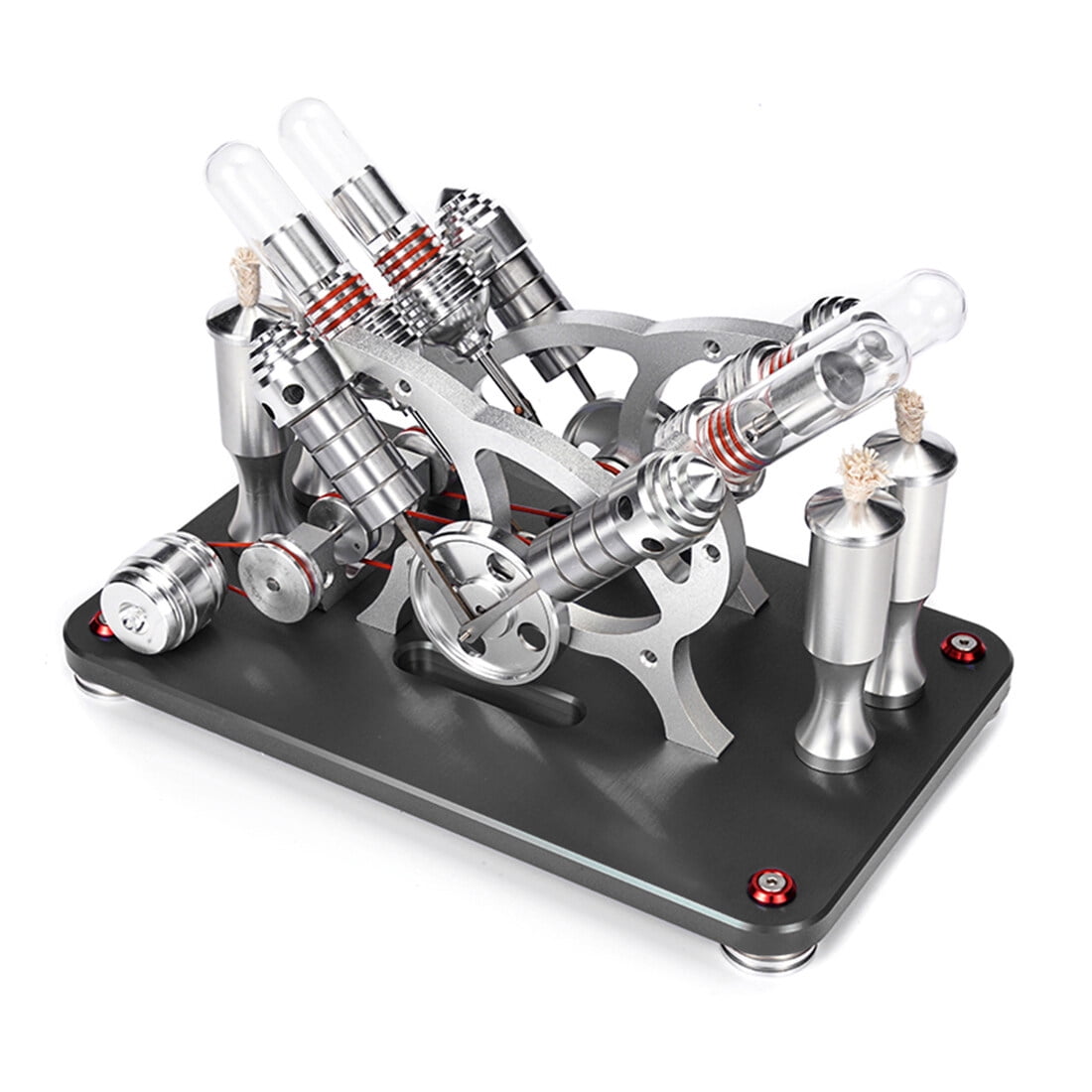 Stirling Engine Kit, Metal Bootable V4 4-Cylinder Parallel Stirling ...