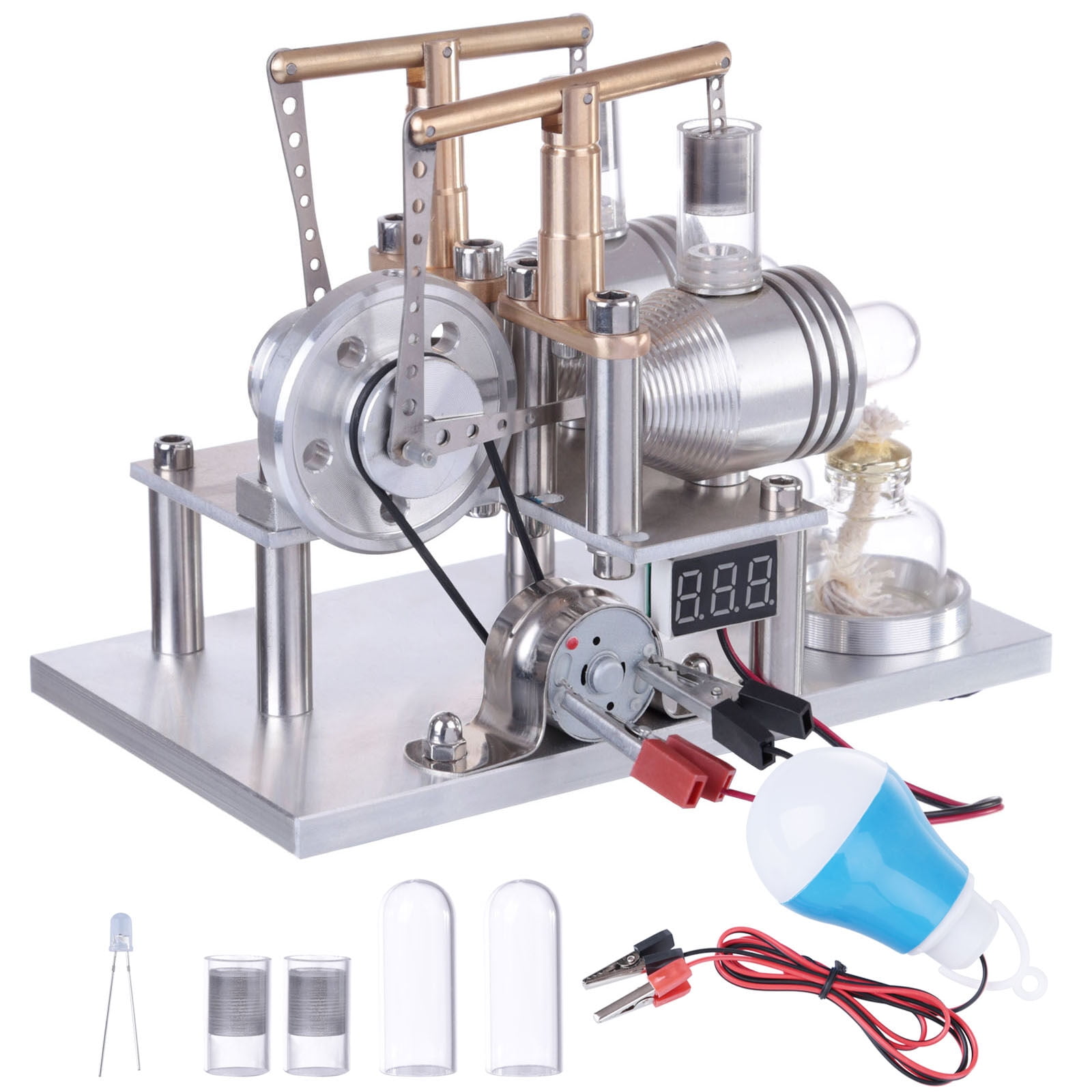 Stirling Engine Model Kit, Balance Dual Cylinder Hot Air External ...