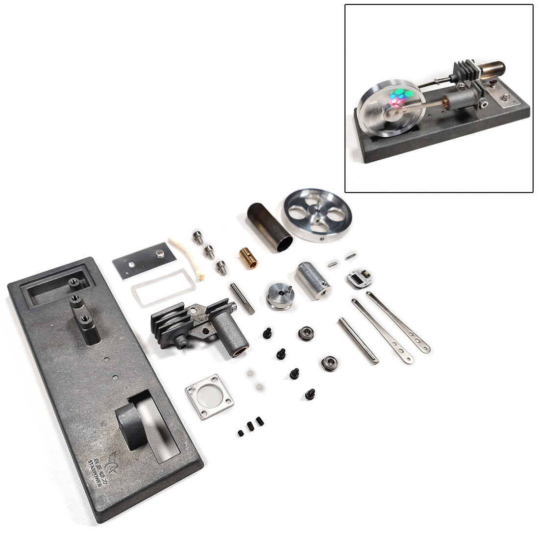 Stirling Engine Model Kit That Works, Gamma Type Alcohol Powered ...