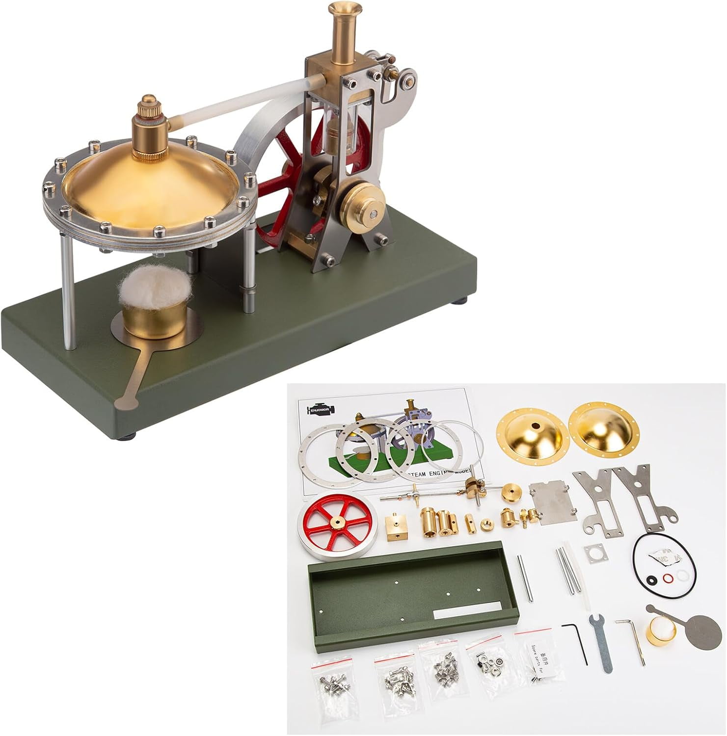 Stirling Engine Motor, Retro Vertical Steam Engine Model with Spherical ...