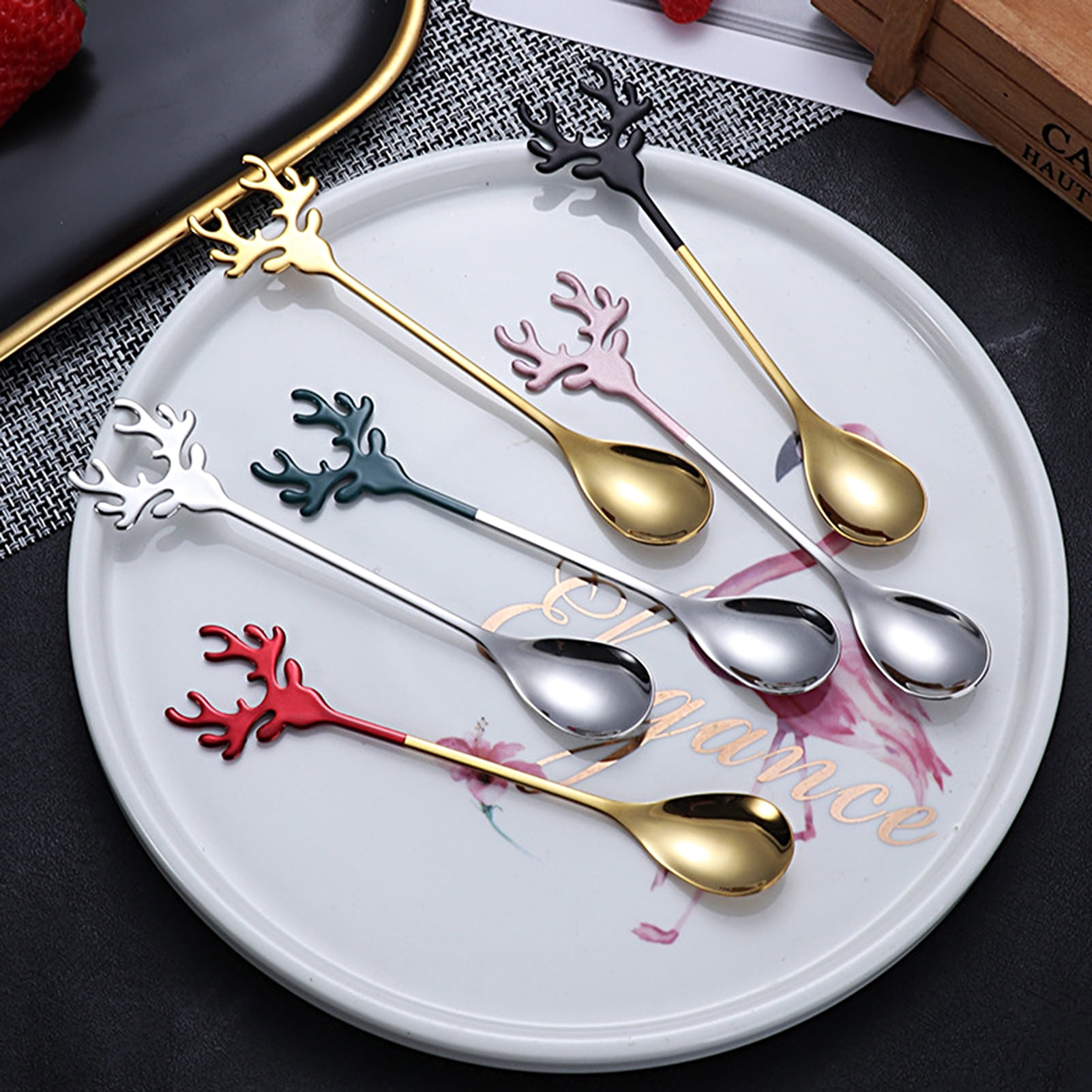 Stirring Spoon Elk Design Reusable Safe Smooth Edge BPA Free Stir Food ...