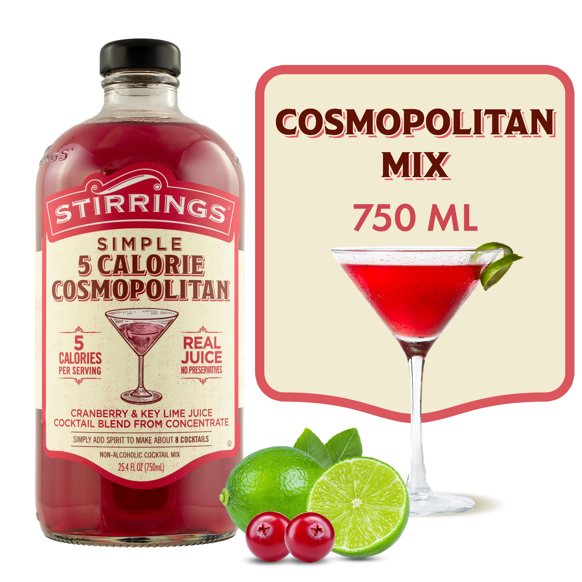 Stirrings 5 Calorie Cosmopolitan Cocktail Mixer, 750ml - Vodka Drink ...