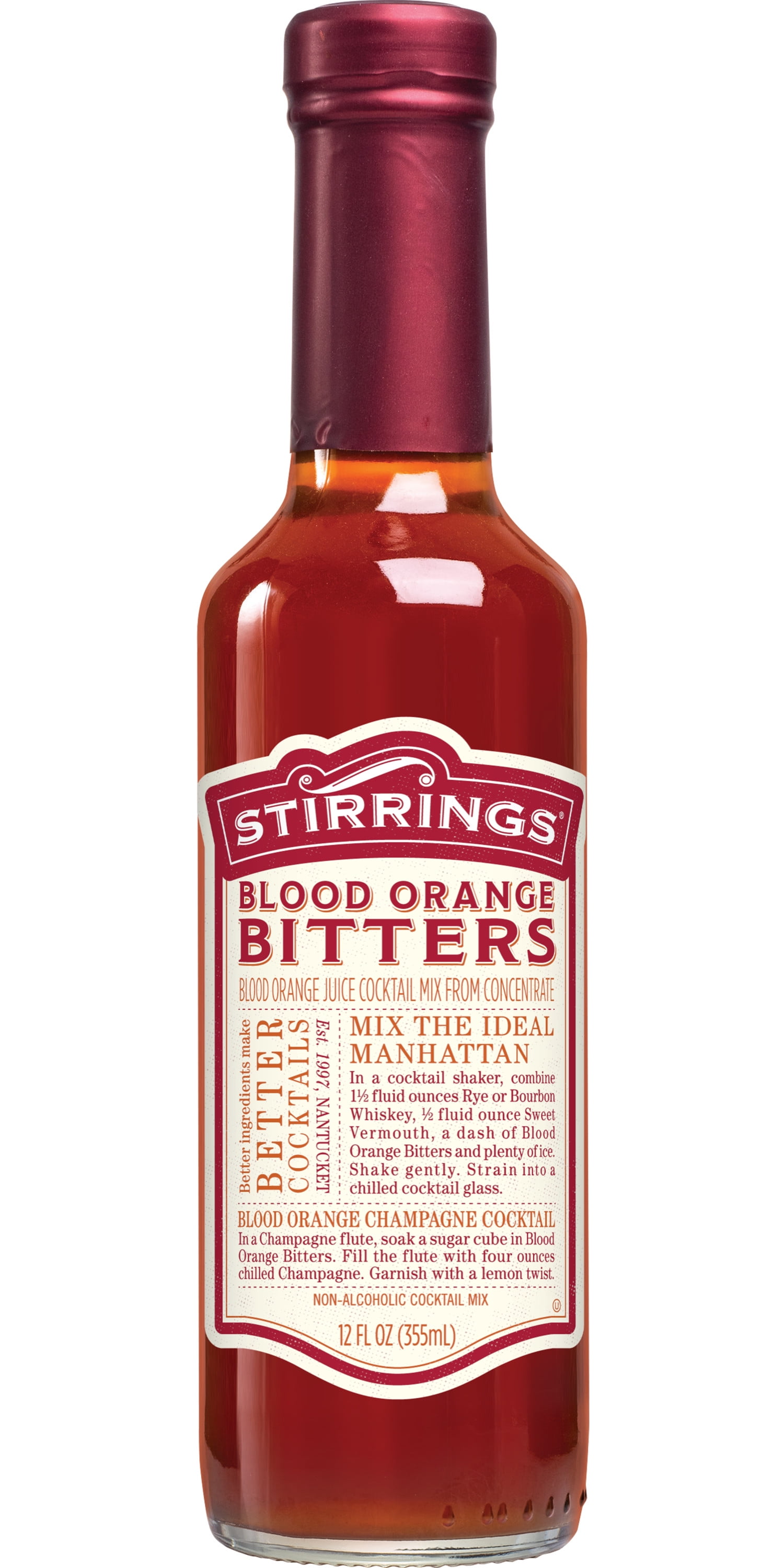 Stirrings Blood Orange Bitters, 12 fl oz Glass Bottle, Cocktail Mix ...