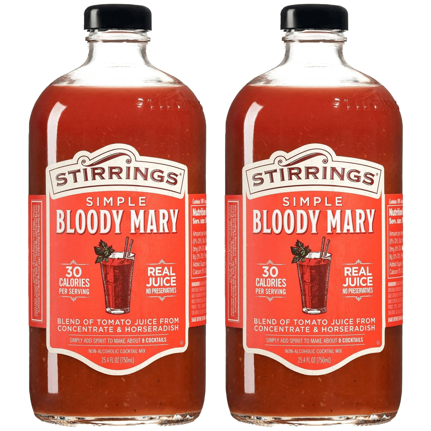 Stirrings Simple Bloody Mary Cocktail Mix 750ml Bottles - Real Juice No ...