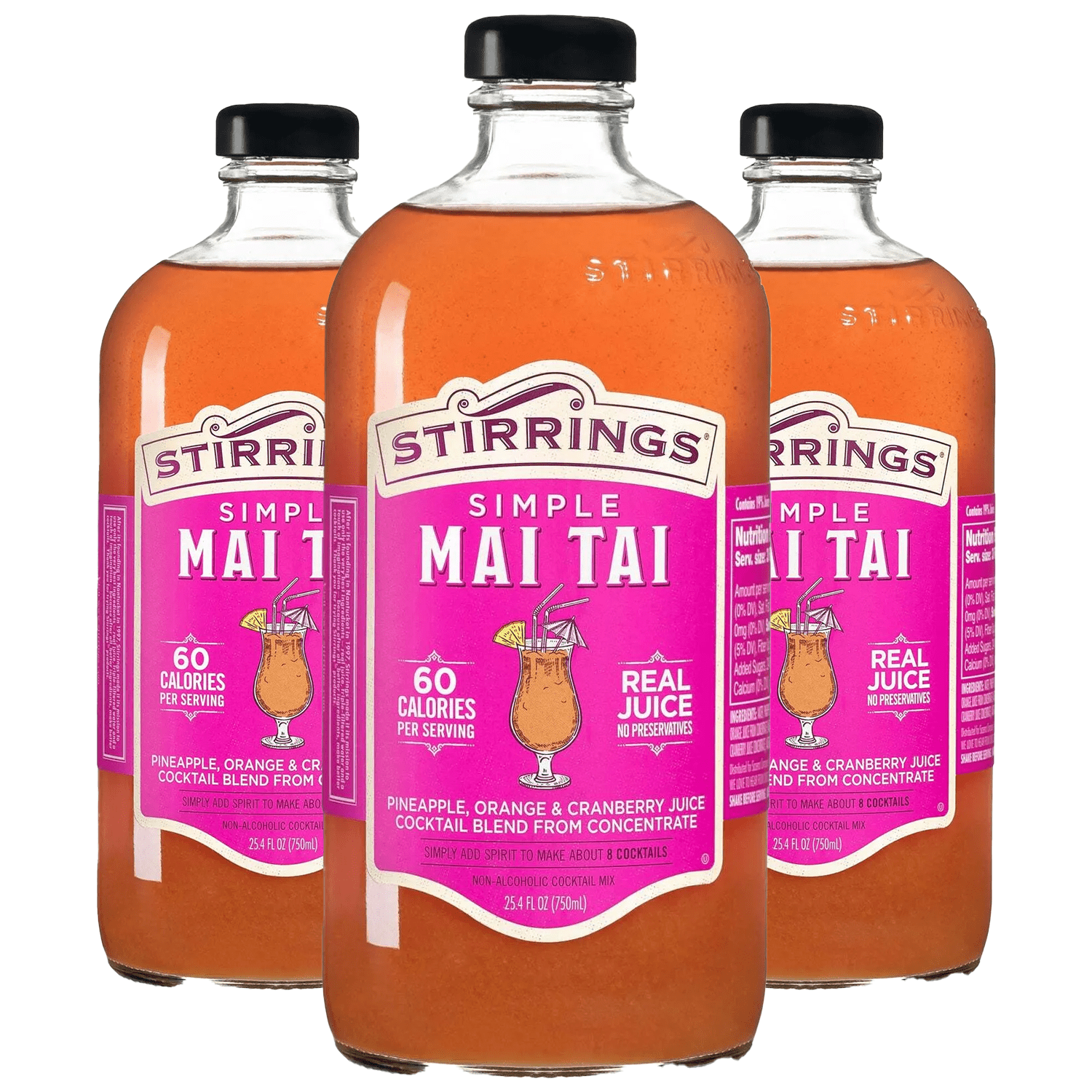 Stirrings Simple Mai Tai Cocktail Mix 750ml Bottles - Real Juice No ...