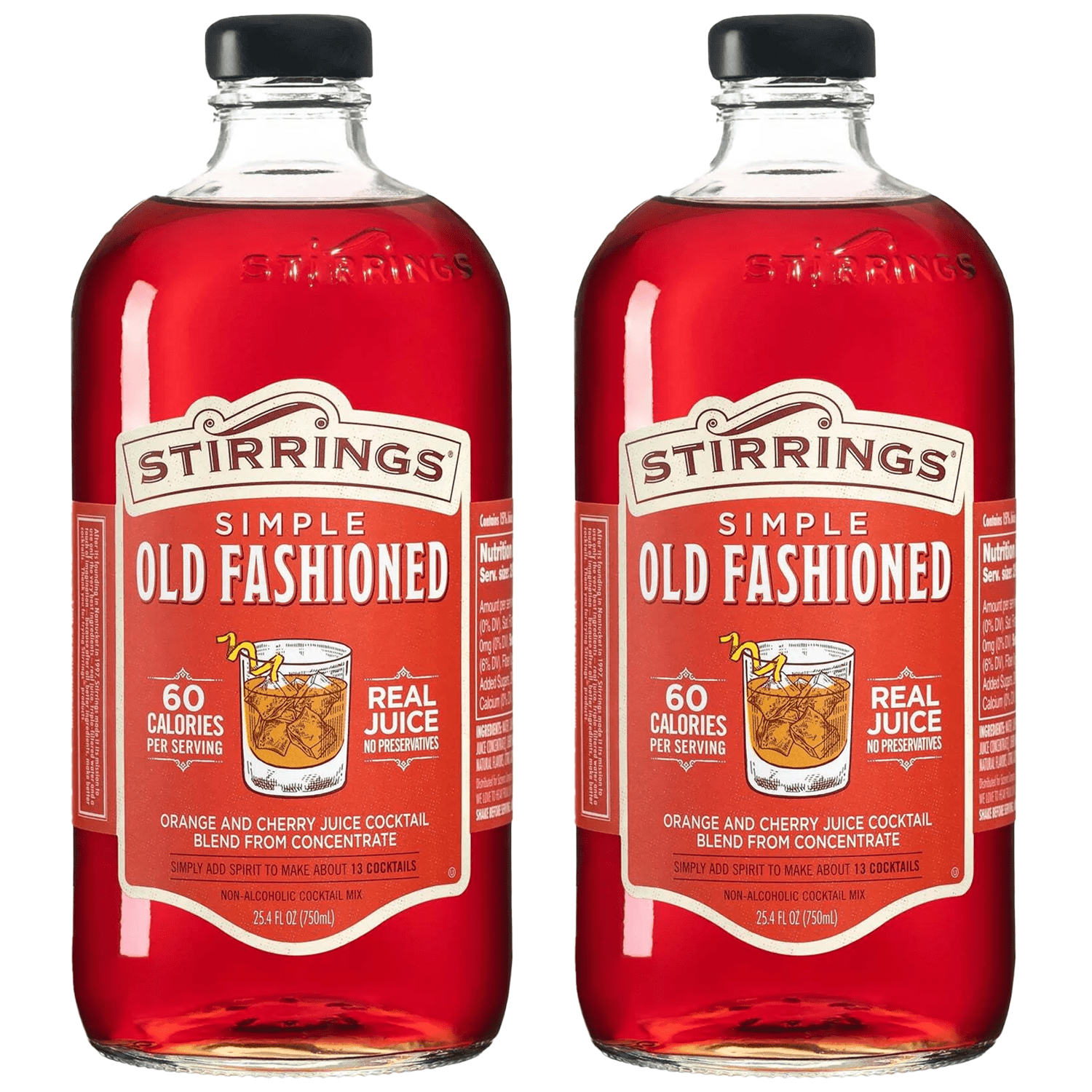 Stirrings Simple Old Fashioned Cocktail Mix 750ml Bottles - Real Juice ...