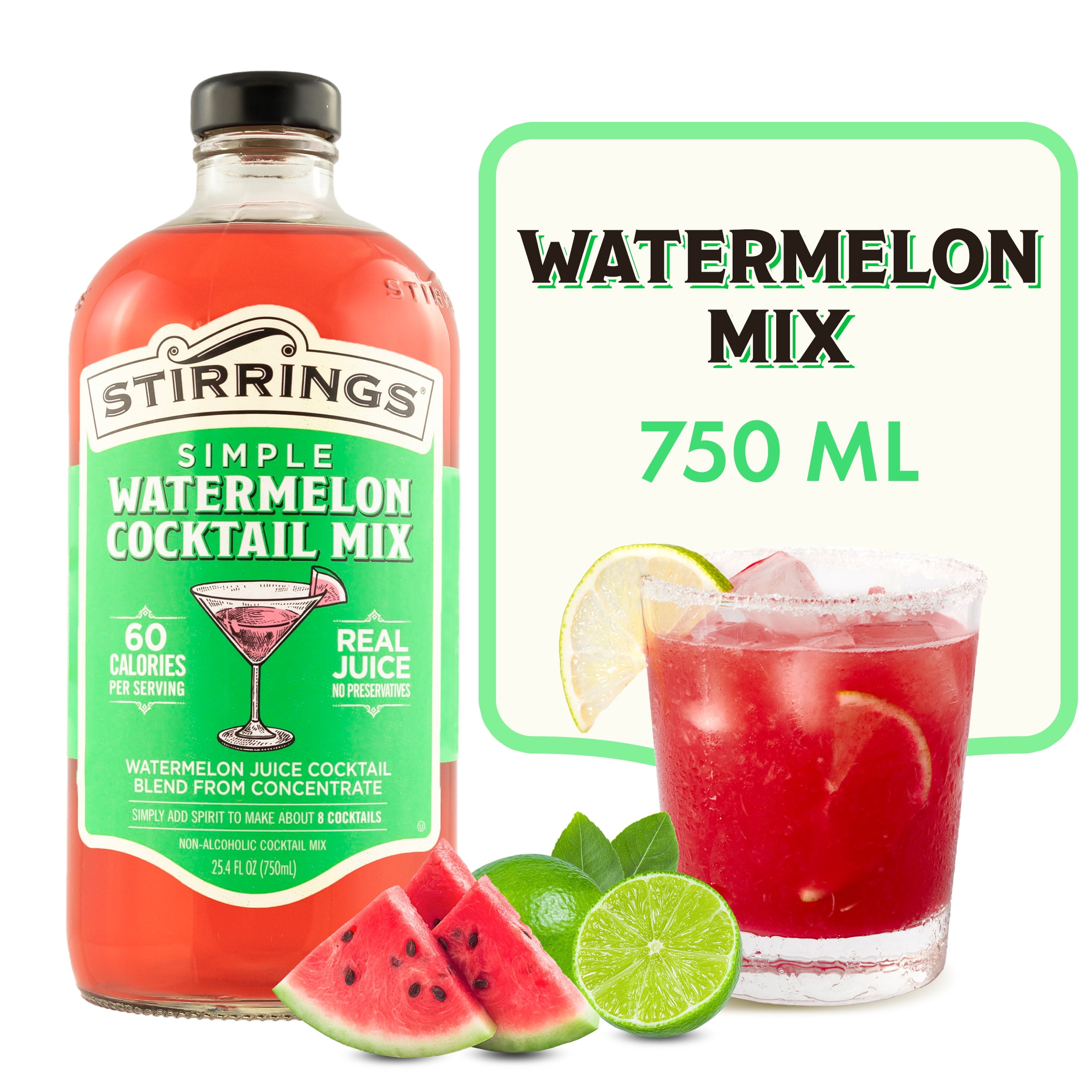 Stirrings Watermelon Cocktail Mixer - 25.4 fl oz Glass Bottle, Pack of ...