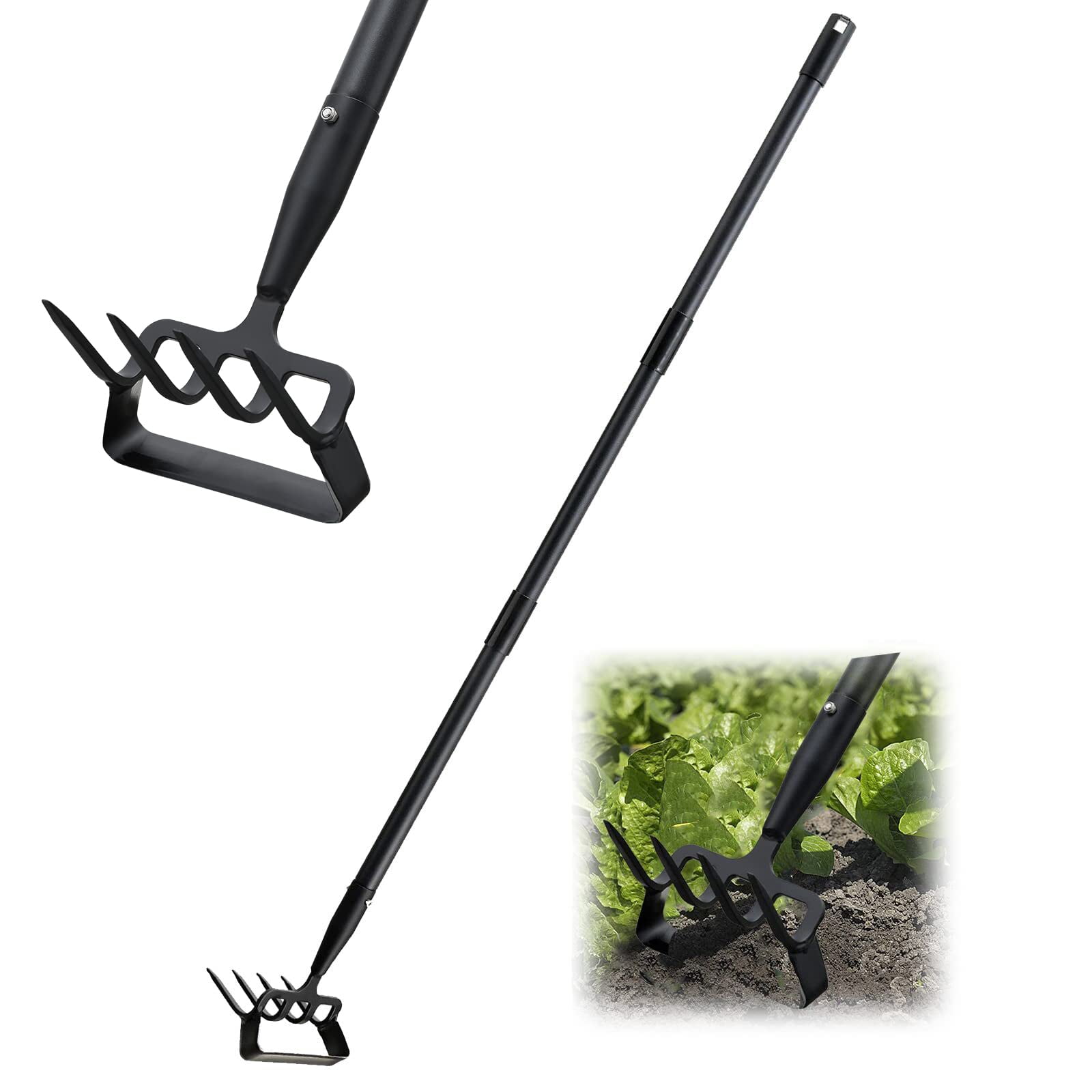 62 inch Garden Hoe, Stirrup Hoe and Cultivator Garden Tool, Heavy Duty ...