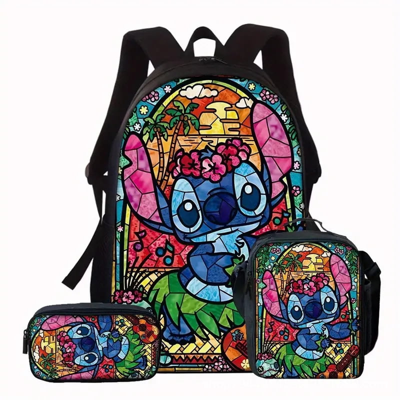 Stit--ch Backpack Cute Initial Backpack with Lunch Box Set of 3 Custom ...