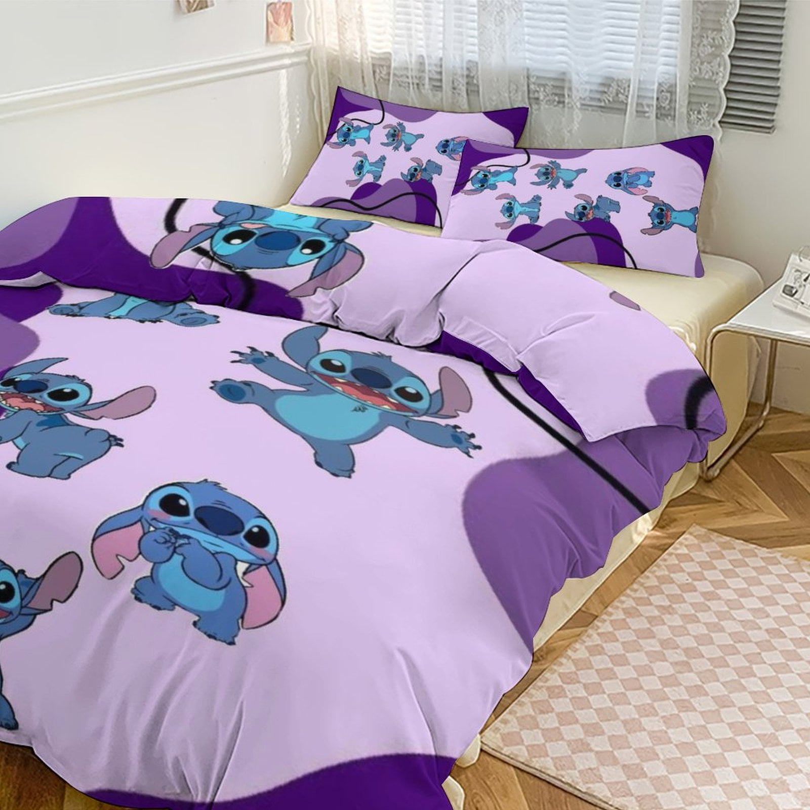 Stit-ch Bedding Set Anime Three-piece for Boys Girls Teens Queen Stit ...