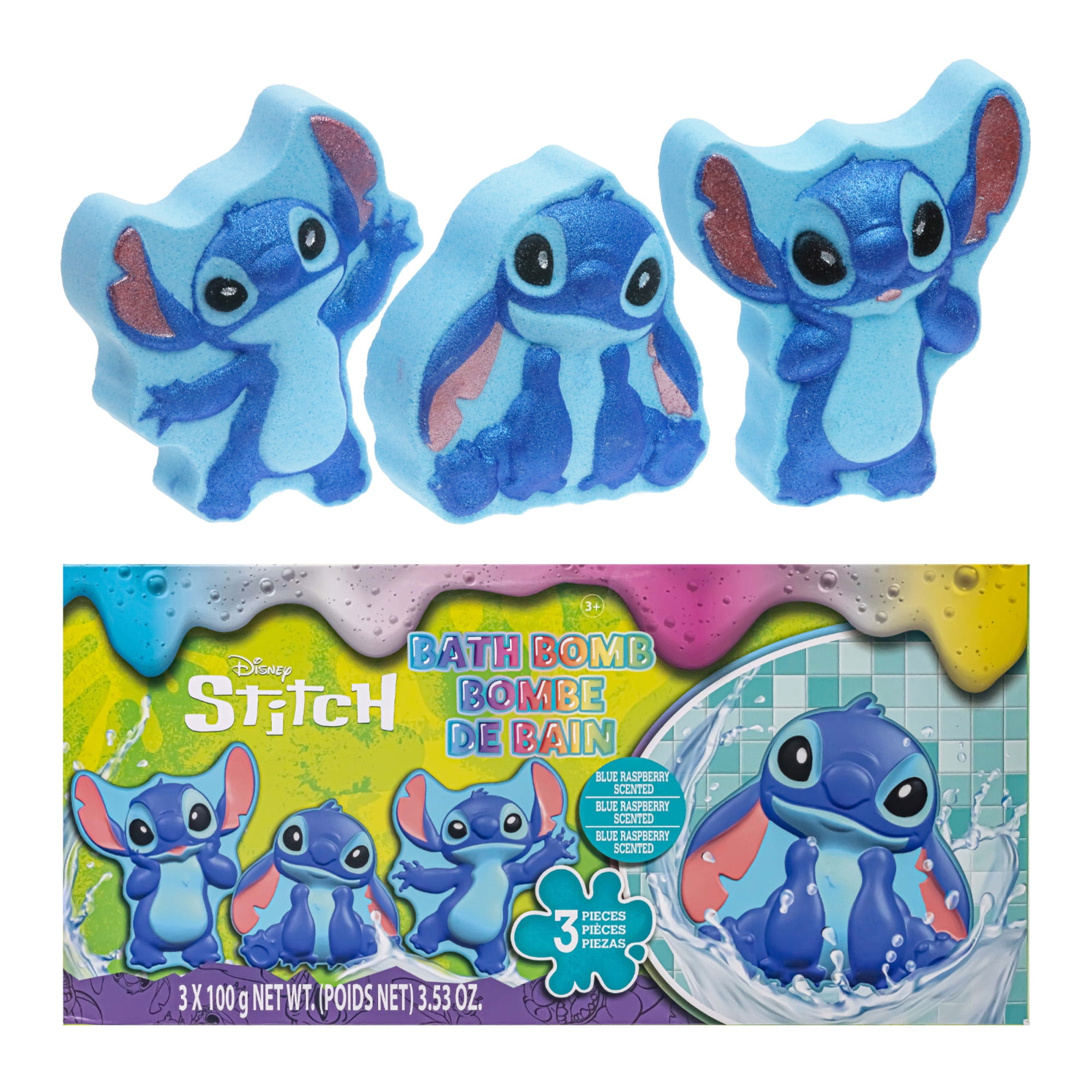 Stitch 3 Pack Blue Raspberry Scented Bath Bombs, Ages 3+ Character ...