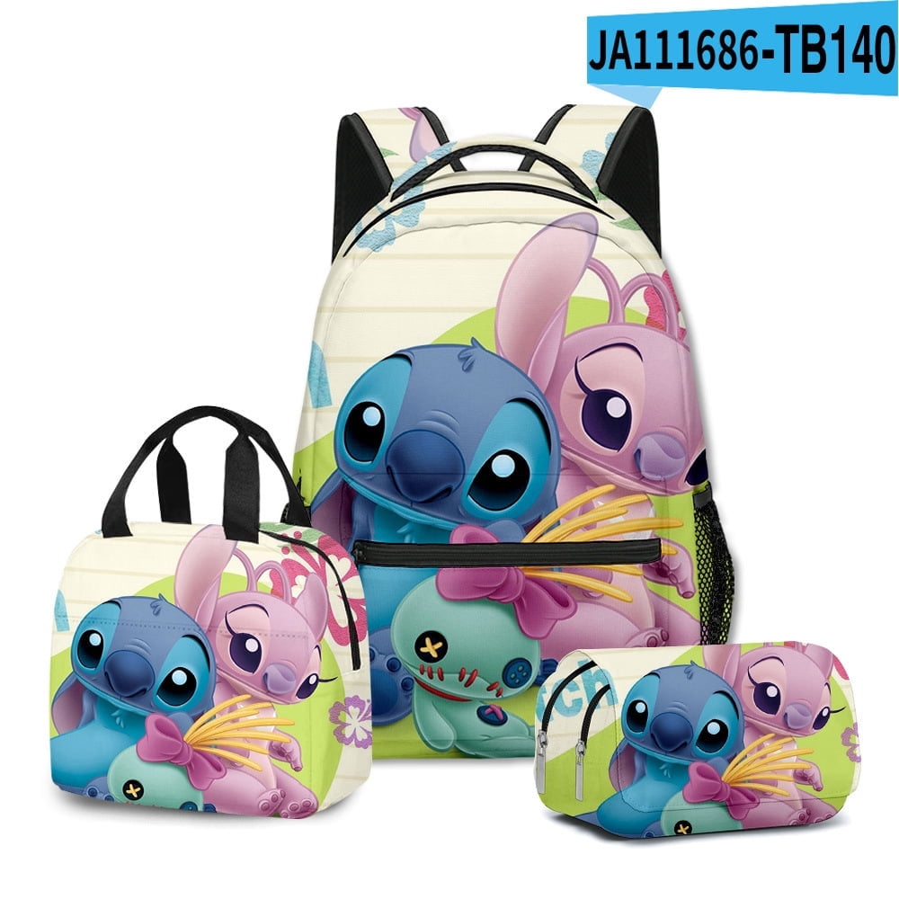 Stitch 3-Piece Backpack Set - Cute Cartoon Backpack, Insulated Lunch ...