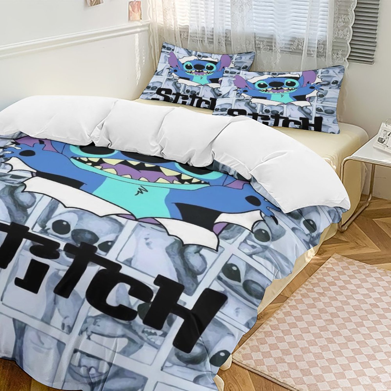 Stitch 3 Piece Bedding Set Cartoon Comforter Set Cute Duvet Cover Sets ...