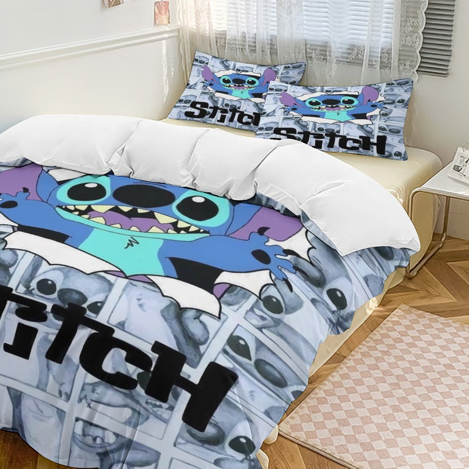 Stitch 3 Piece Bedding Set Cartoon Comforter Set Cute Duvet Cover Sets ...