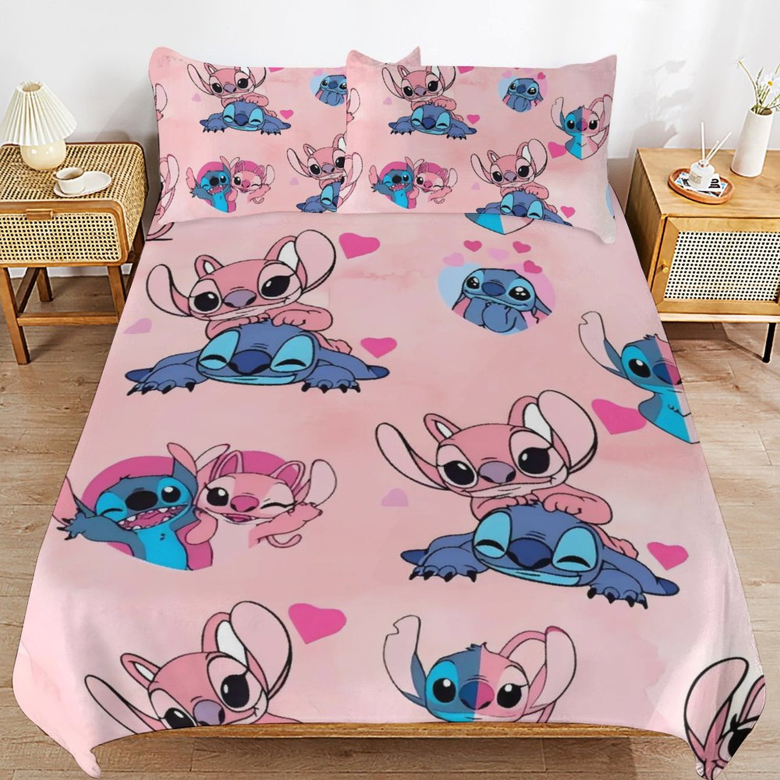 Stitch 3-piece double bedding set with quilt cover and pillows for kids ...