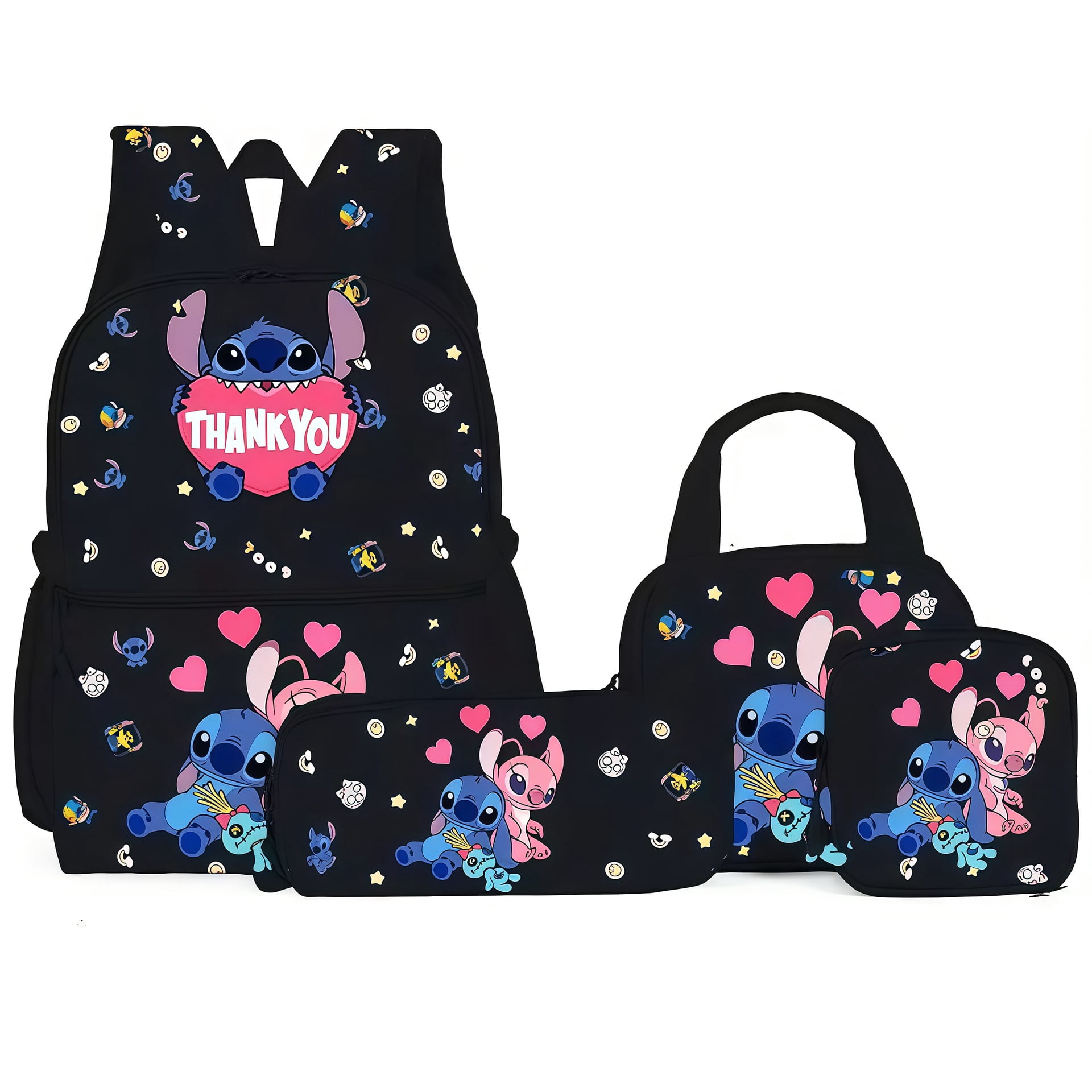 Stitch 4-in-1 Backpack Set,Cute Cartoon Design,Large Capacity ...