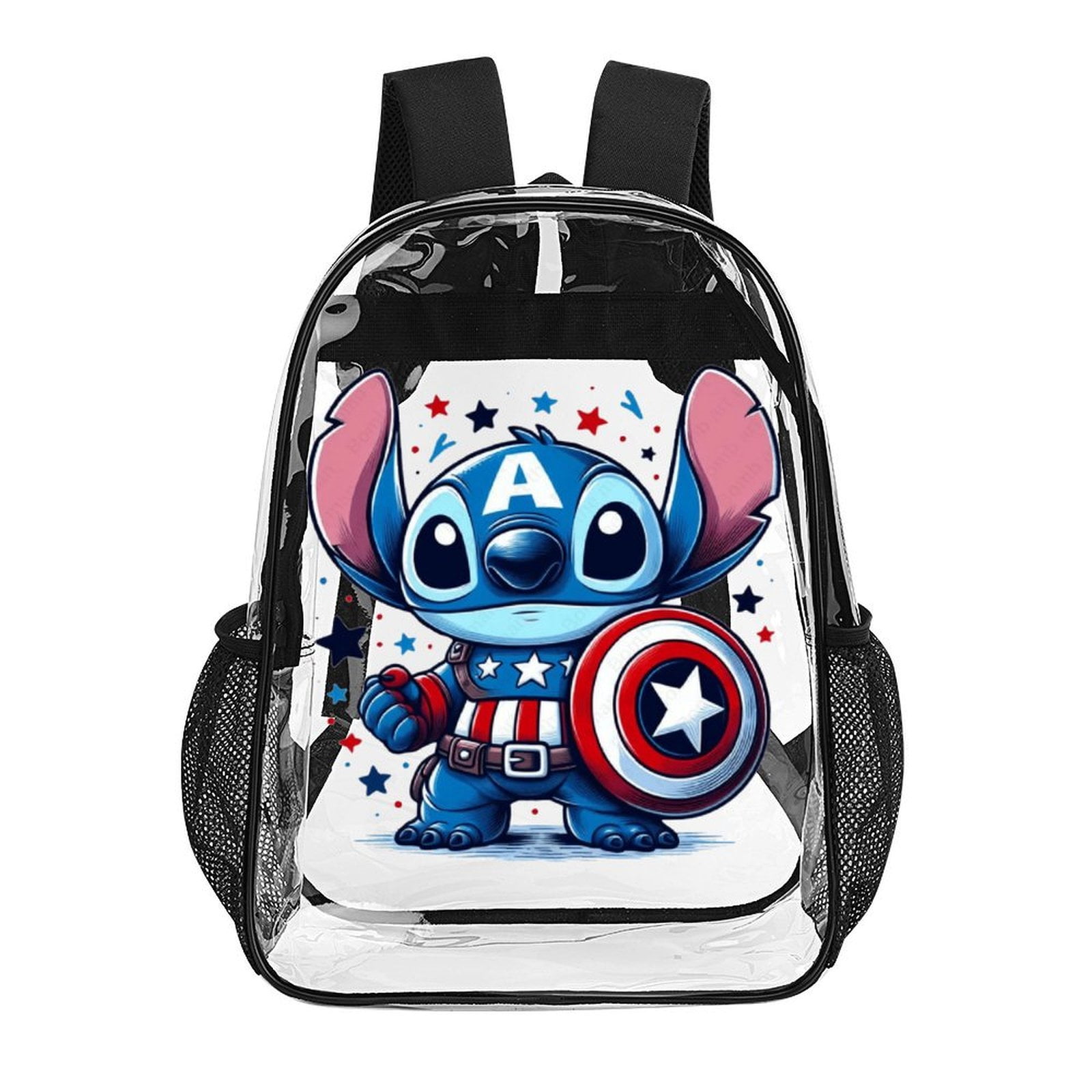 Stitch And Angel 17 Inch Clear PVC Backpack, Transparent Bookbag with 2 ...