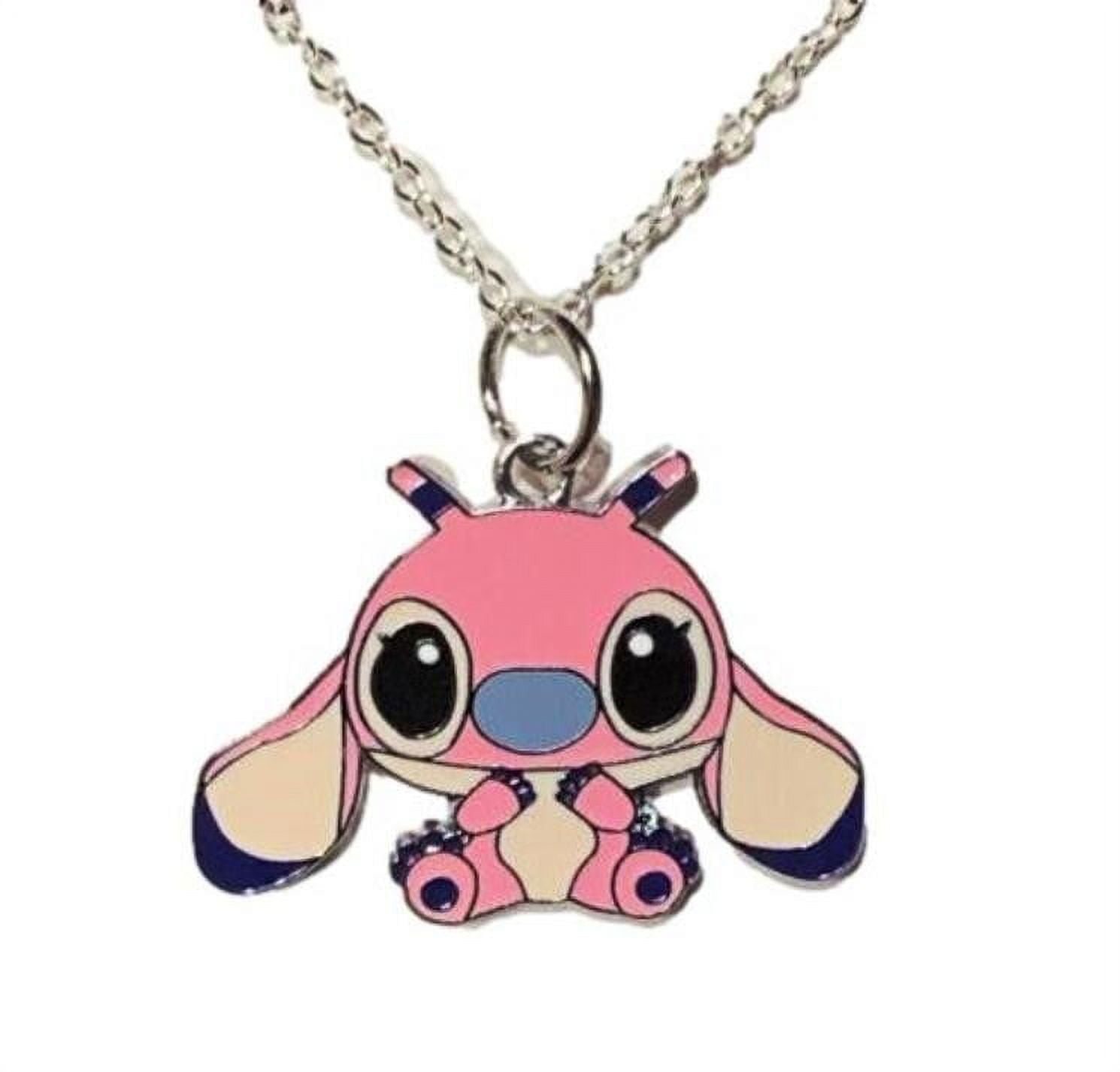 Stitch And Angel Sitting Enamel Metal Pendant Necklace - Walmart.com