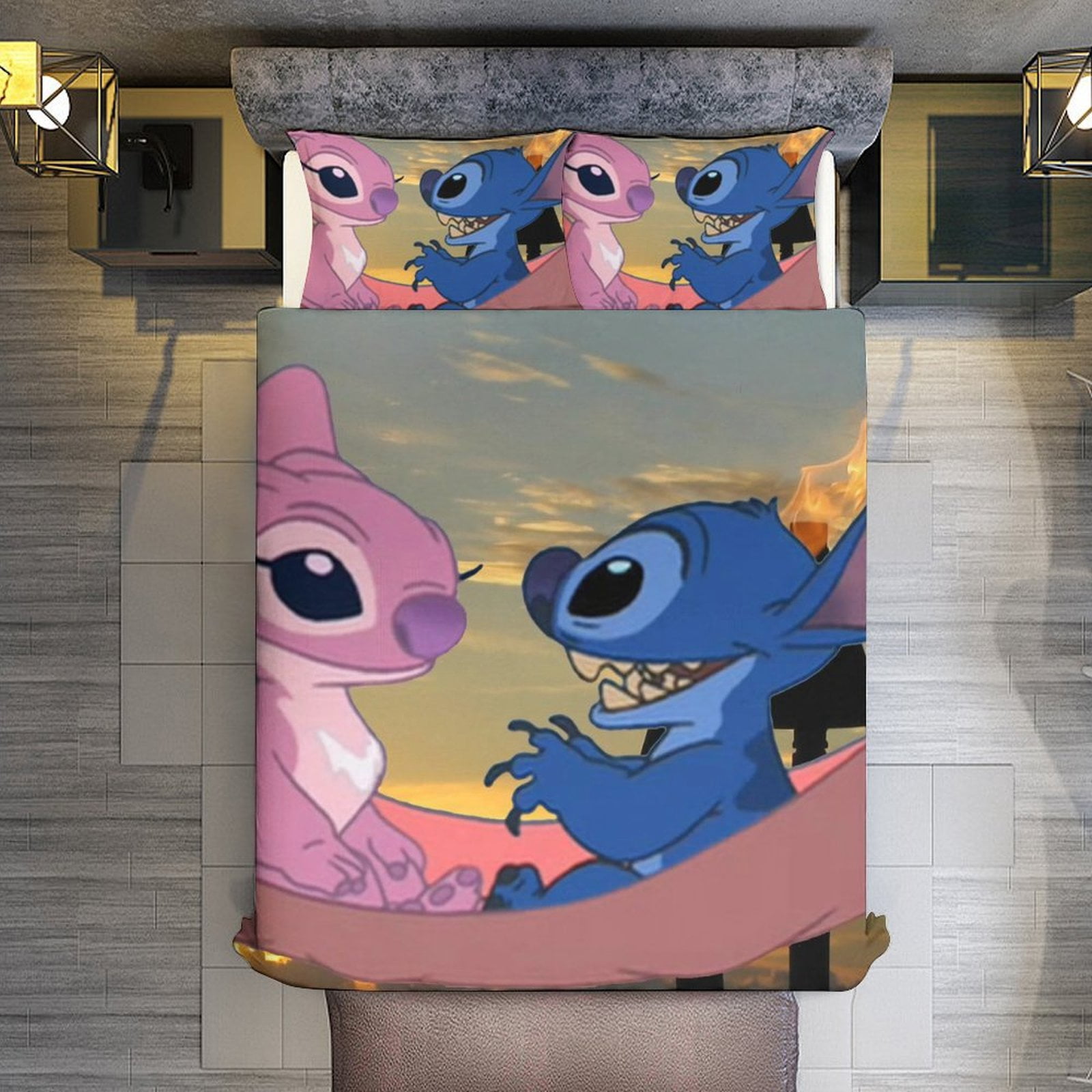 Stitch And Angela Duvet Cover,Bedding Set 3pcs for Kids Boys Girls ...