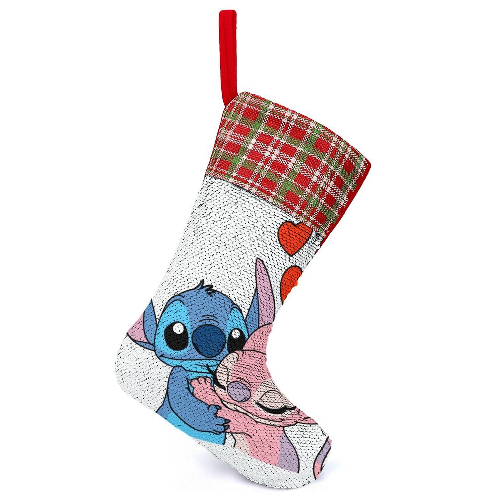 Stitch And Angela Hug Christmas Stockings,Reversible Color Changing ...