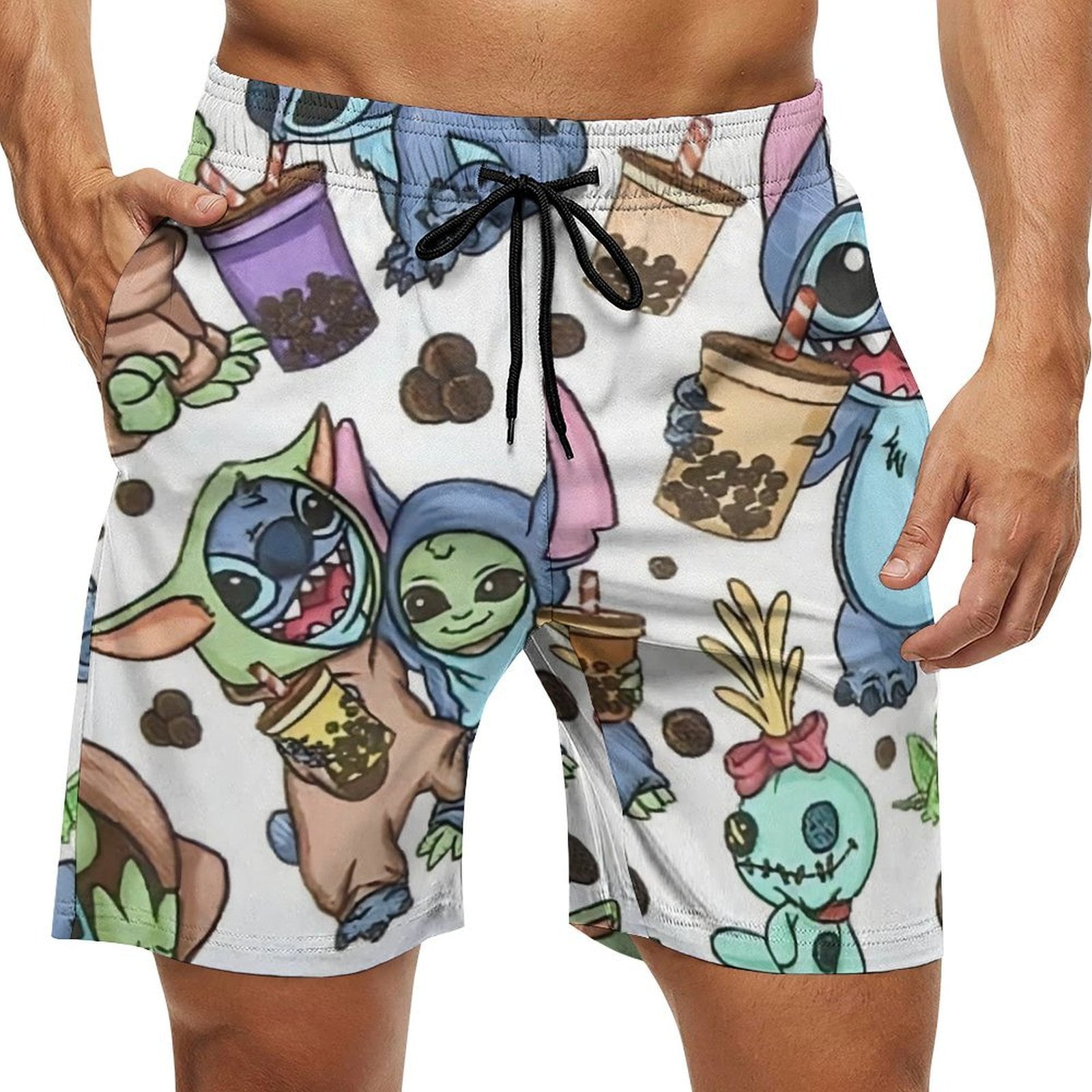 Stitch And Friends Mens Swim Trunks,Men's Swim Trunks Board Shorts ...