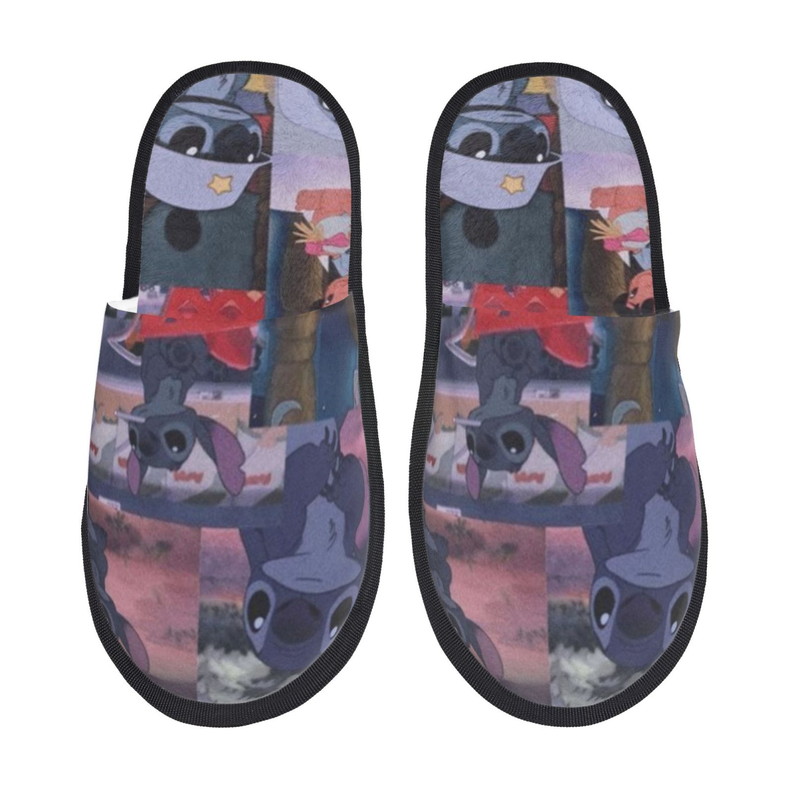 Stitch And His Friend Print Furry slippers Warm Cozy Fuzzy Slippers Non ...