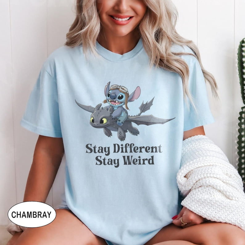 Stitch And Toothless Stay Different Stay Weird Shirt, Toothless Shirt ...
