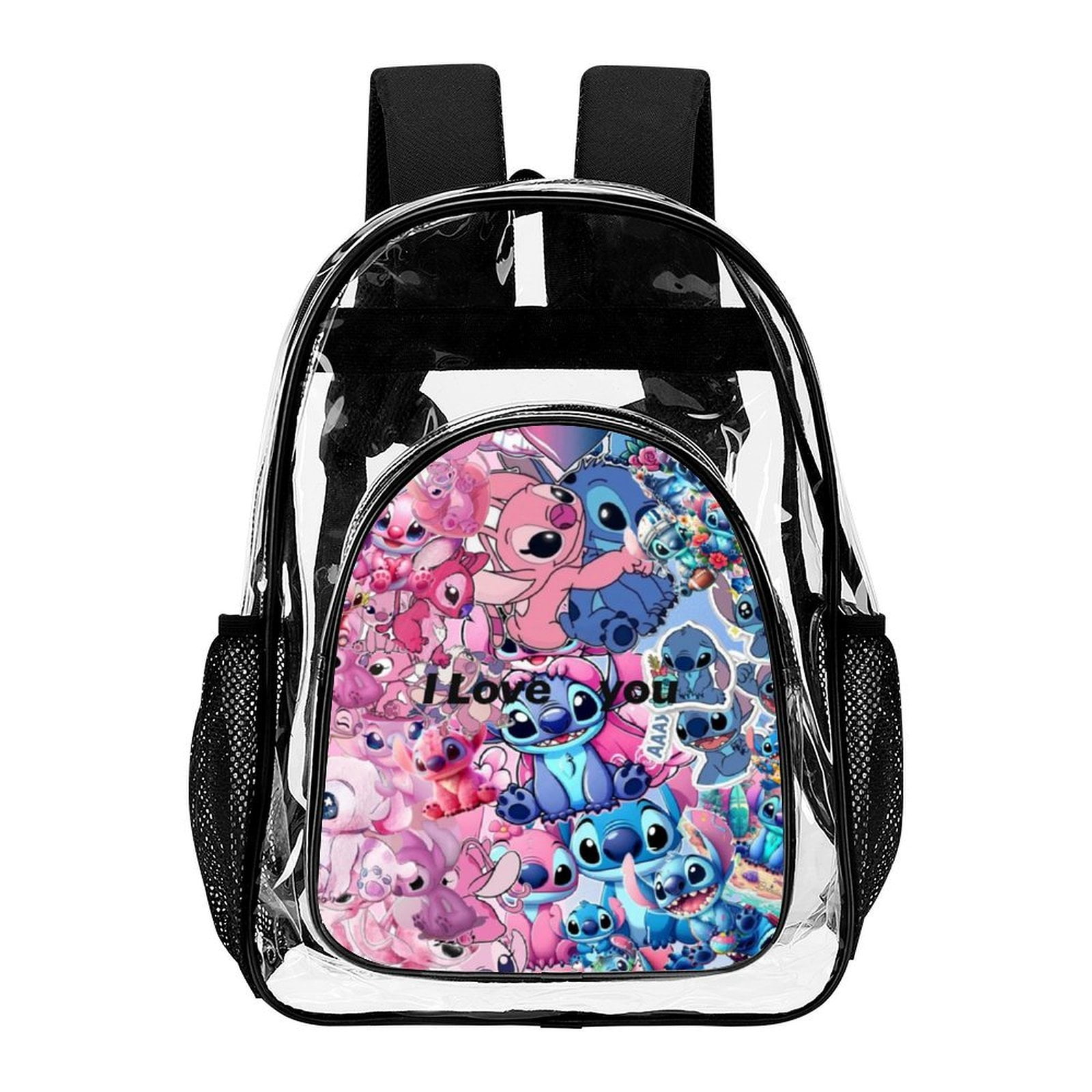 Stitch And Angel Clear Backpack Transparent Heavy Duty Bookbag Large ...