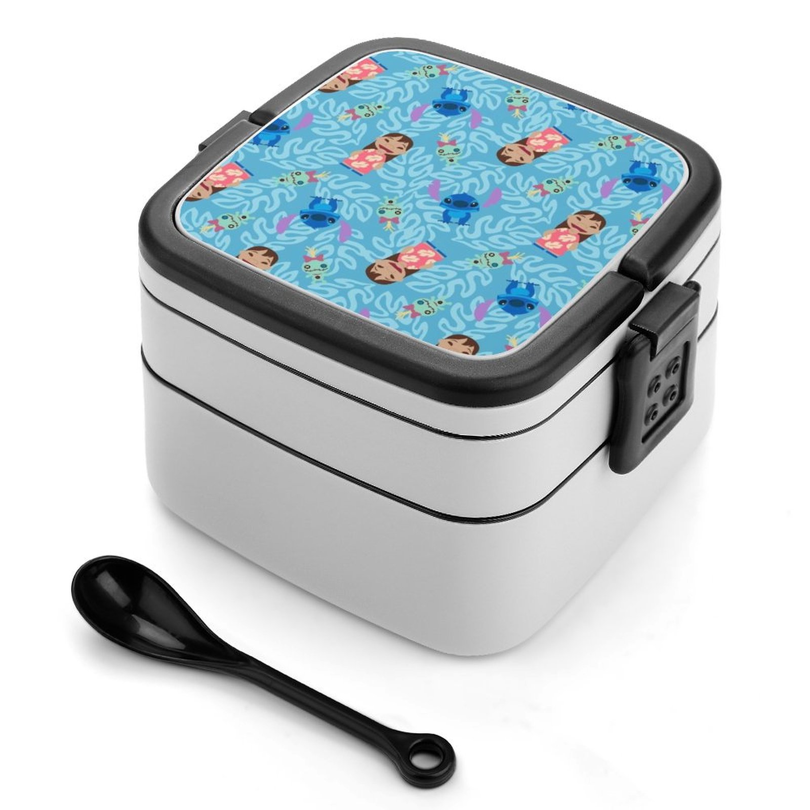 Stitch And Angel Hawaiian Reusable Bento Boxes Lunch Box Double Layer ...
