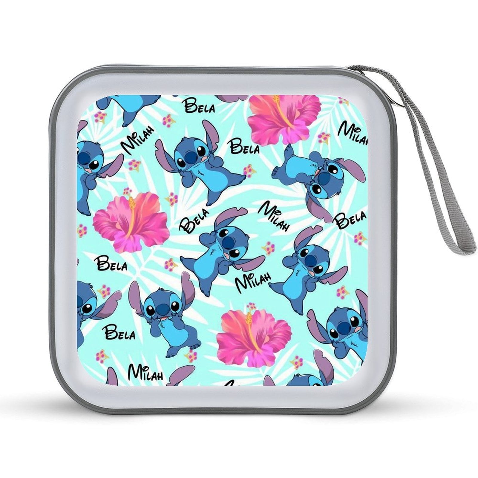 Stitch and Angel Ohana Adorable Pose Floral Logo 40 Capacity CD Storage ...