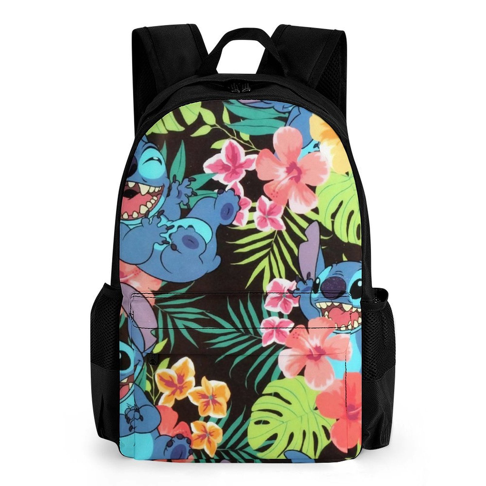 Stitch and Angel Ohana Adorable Pose Floral Logo3 Laptop Backpack With ...