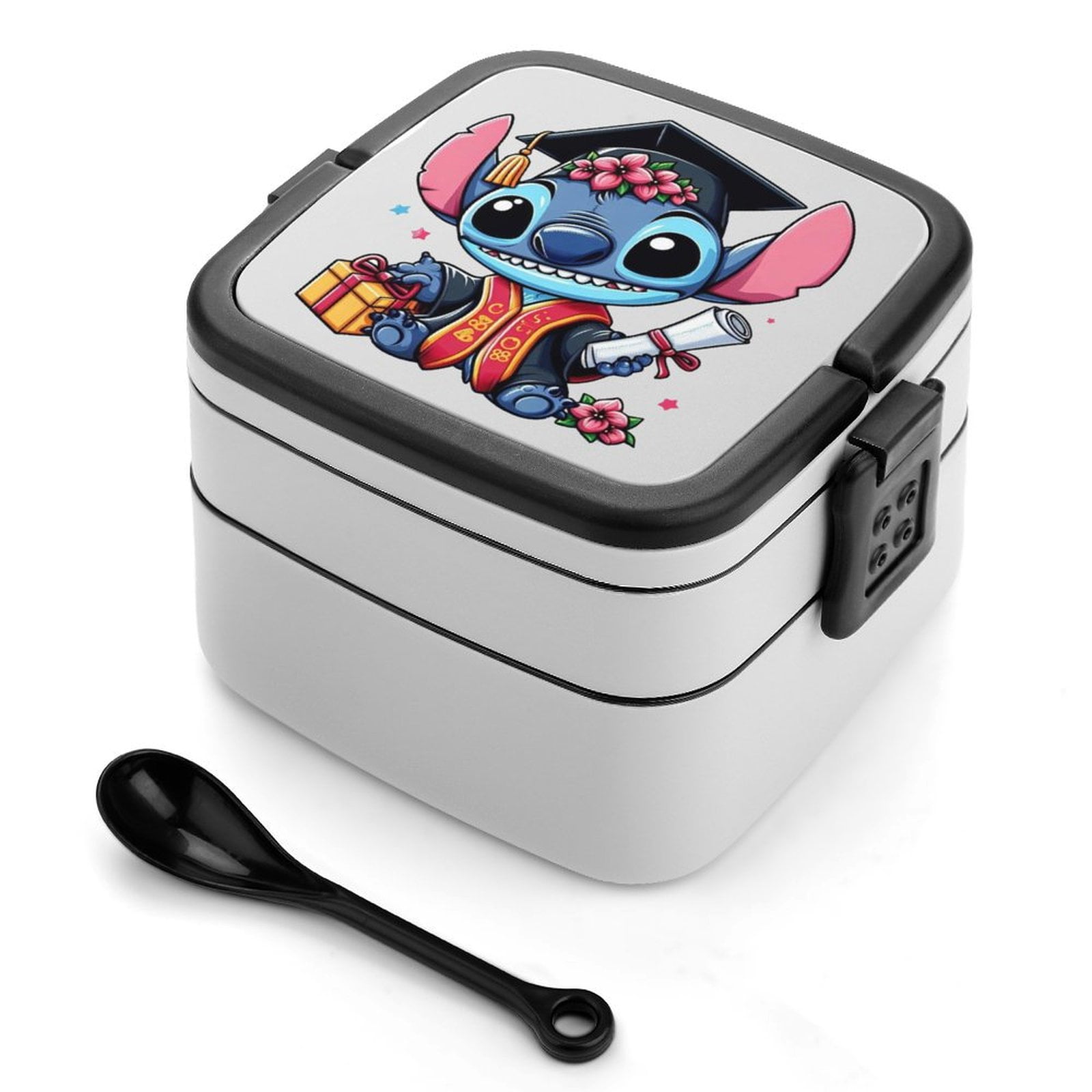 Stitch And Angel Reusable Bento Boxes Lunch Box Double Layer Stackable ...