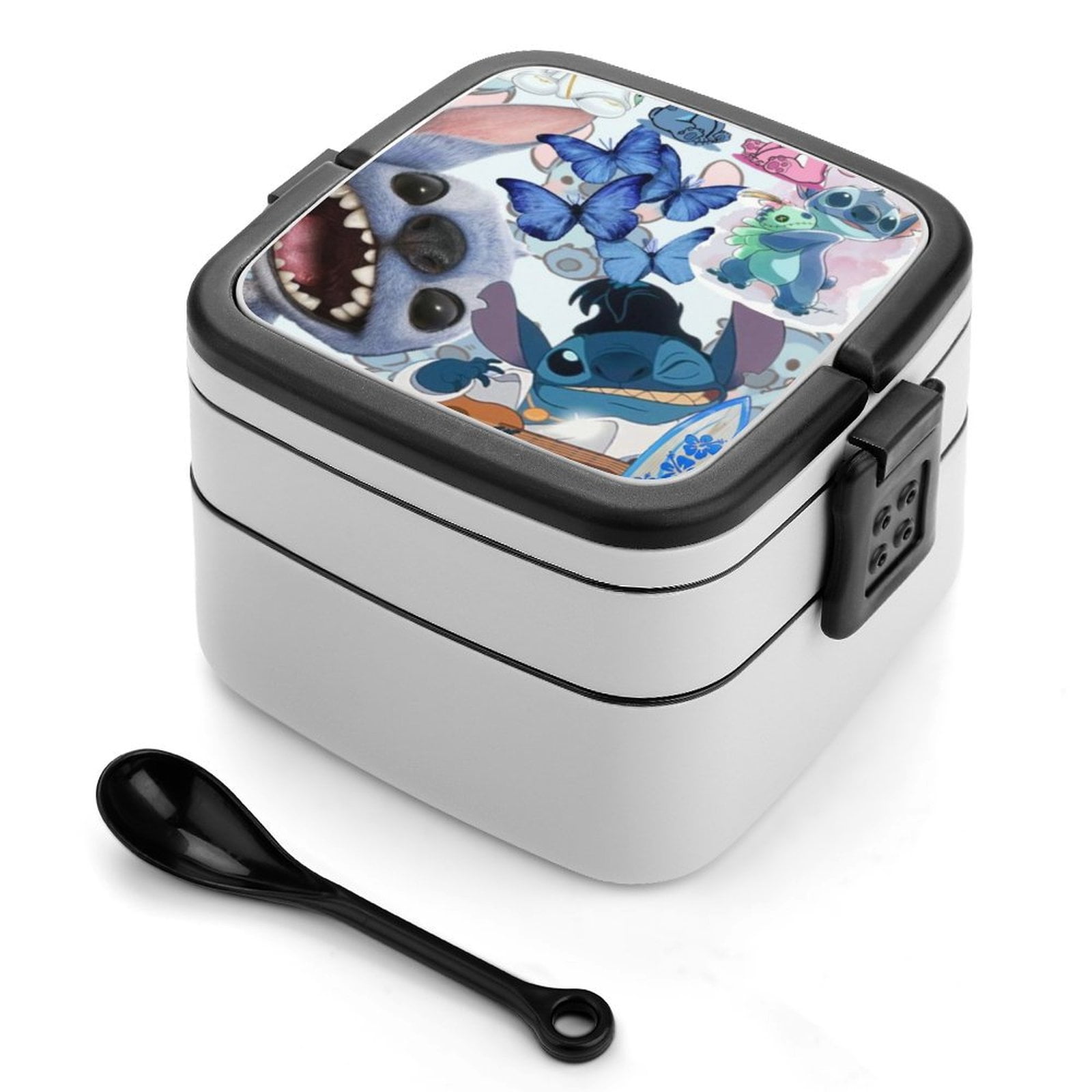 Stitch and Angel Reusable Bento Boxes Lunch Box Double Layer Stackable ...