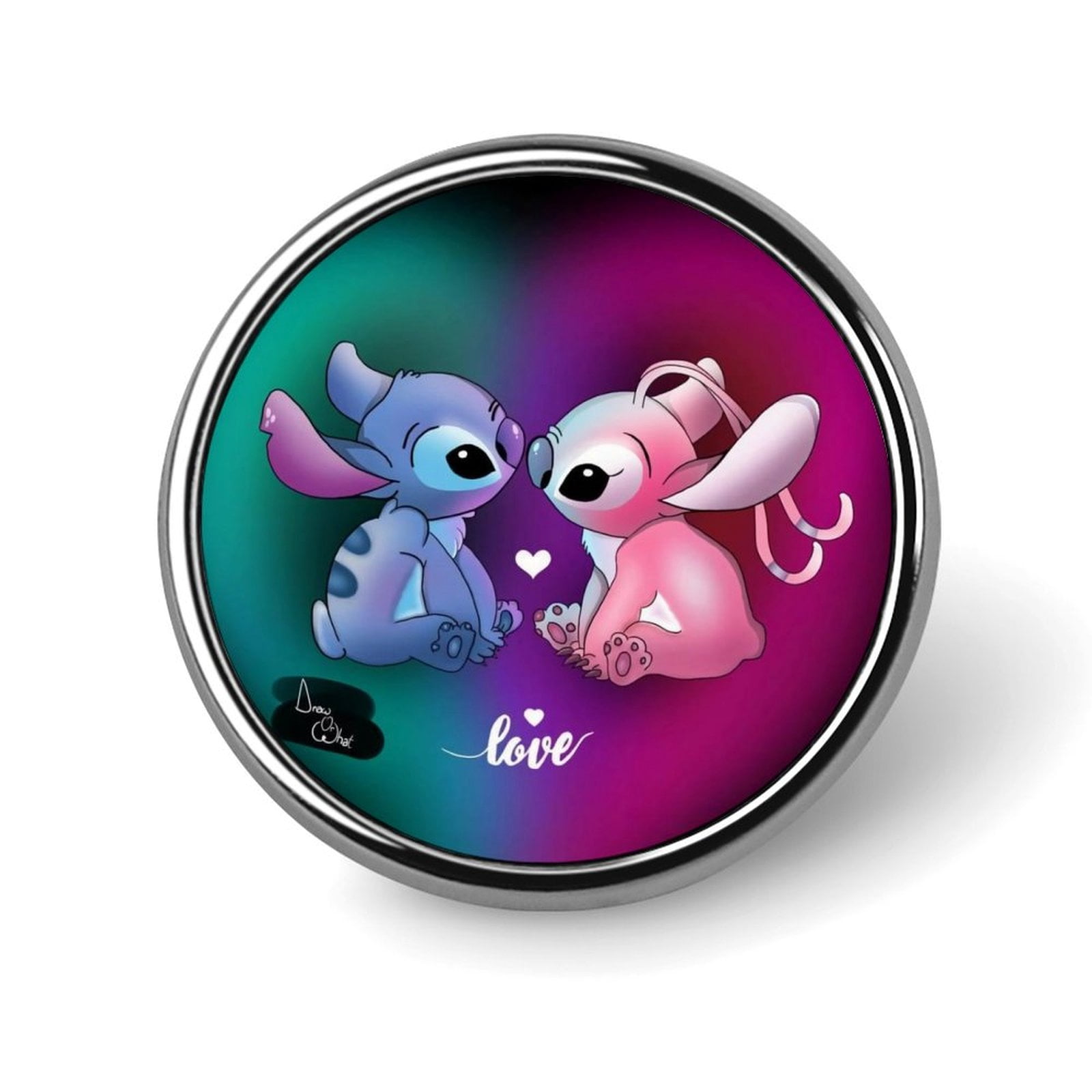 Stitch and Angel Tropical Breakout Aluminium Alloy Round Badge Brooch ...