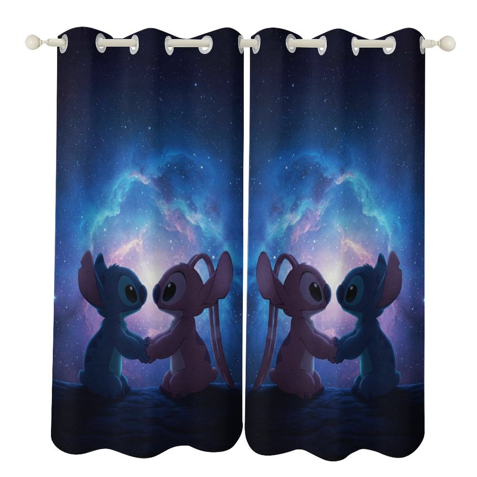 Stitch And Angel Wallpaper Curtains,Blackout Curtains for Bedroom,2 ...