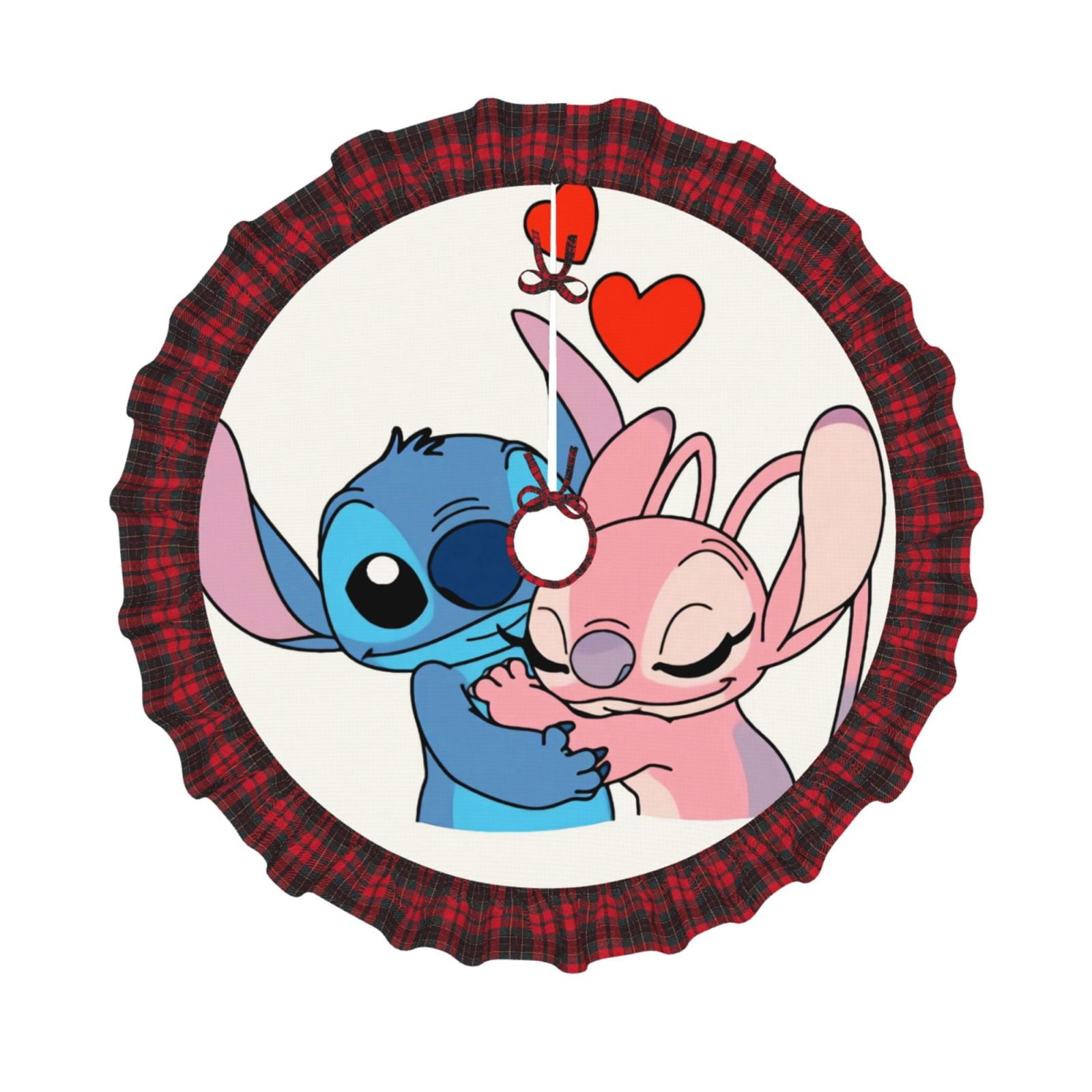 Stitch and Angela Hug Christmas Tree Skirt,36 Inch Red Truck Xmas Tree ...