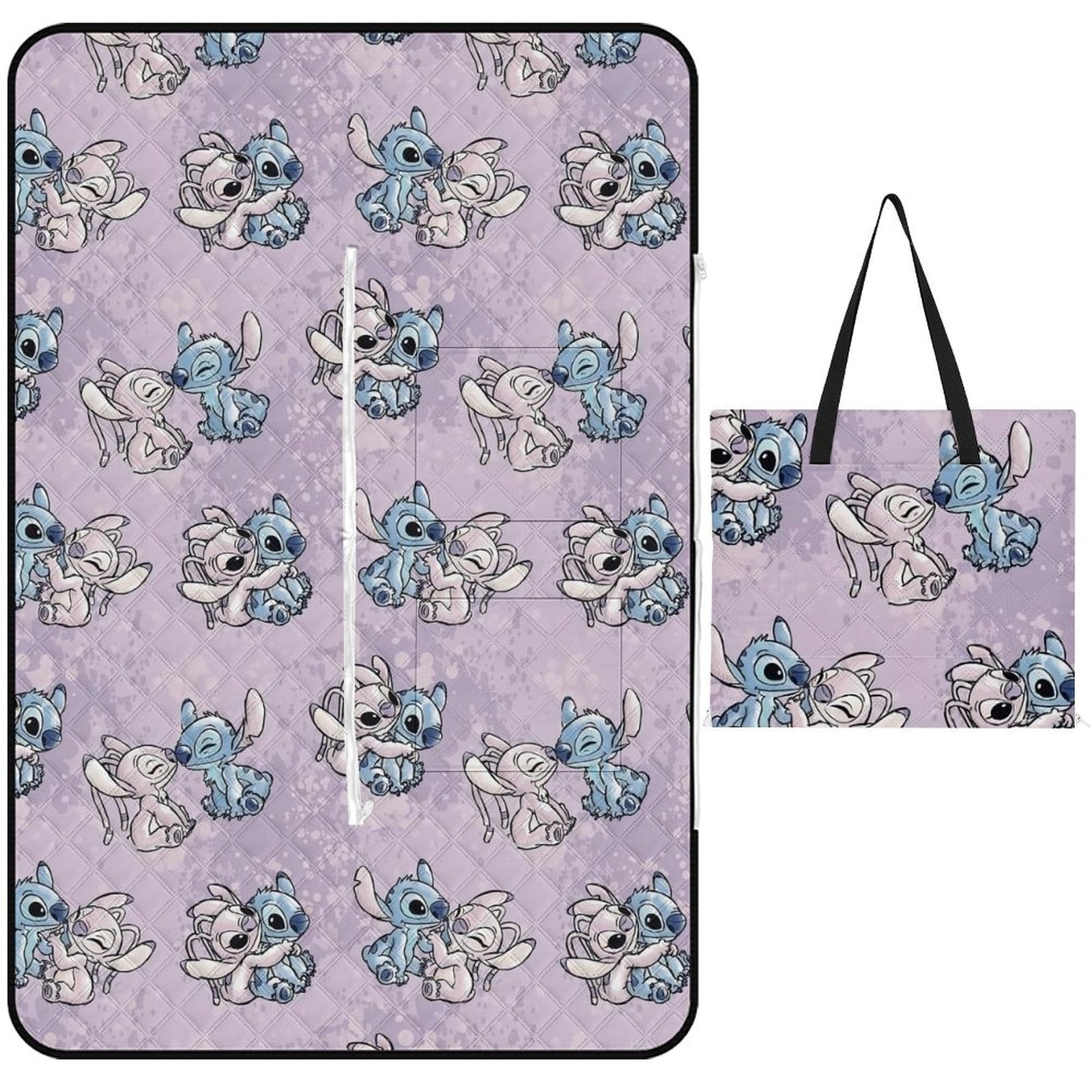 Stitch And Angela Hug Picnic Blanket,Foldable Waterproof Sand Mat,Extra ...