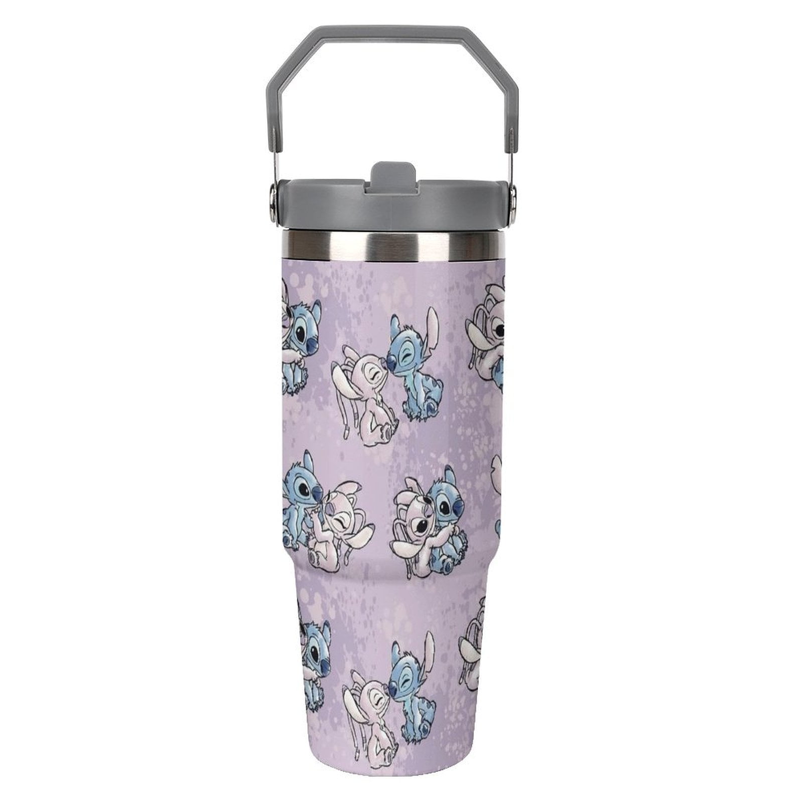 Stitch And Angela Hug98 30oz Stainless Steel Tumblers with Flip Straw & Handle, Insulated Double ...