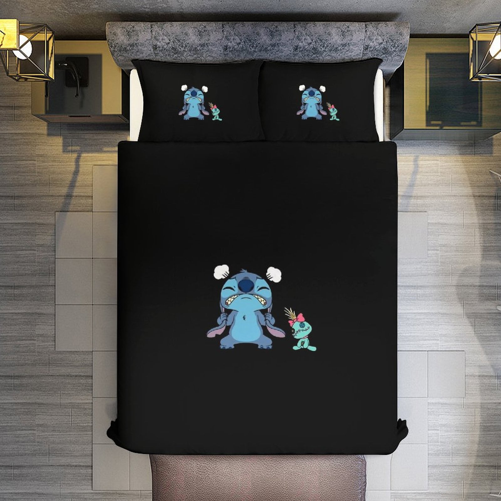 Stitch Angry Bed Sheets for Kids Boys Girls Bedding,Duvet Cover,Queen ...