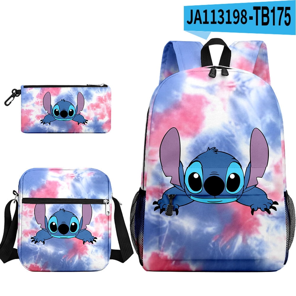 Stitch Anime Backpack Set 3 Pieces with Shoulder Bag and Pencil Case ...