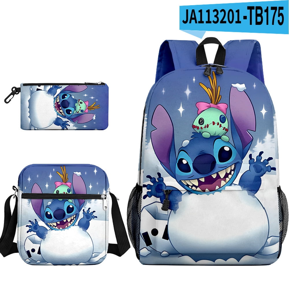 Stitch Anime Backpack Set 3 Pieces with Shoulder Bag and Pencil Case ...