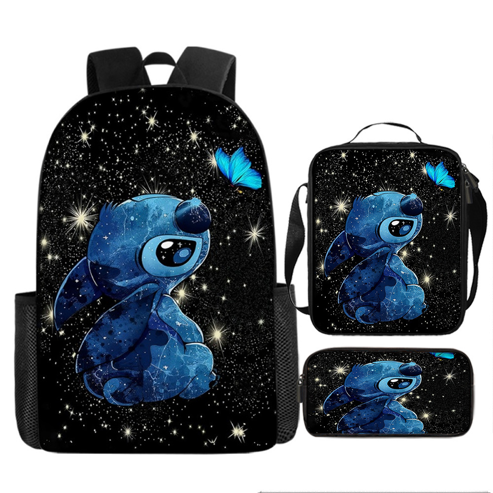 Stitch Anime Backpack Set 3 Pieces with Shoulder Bag and Pencil Case ...