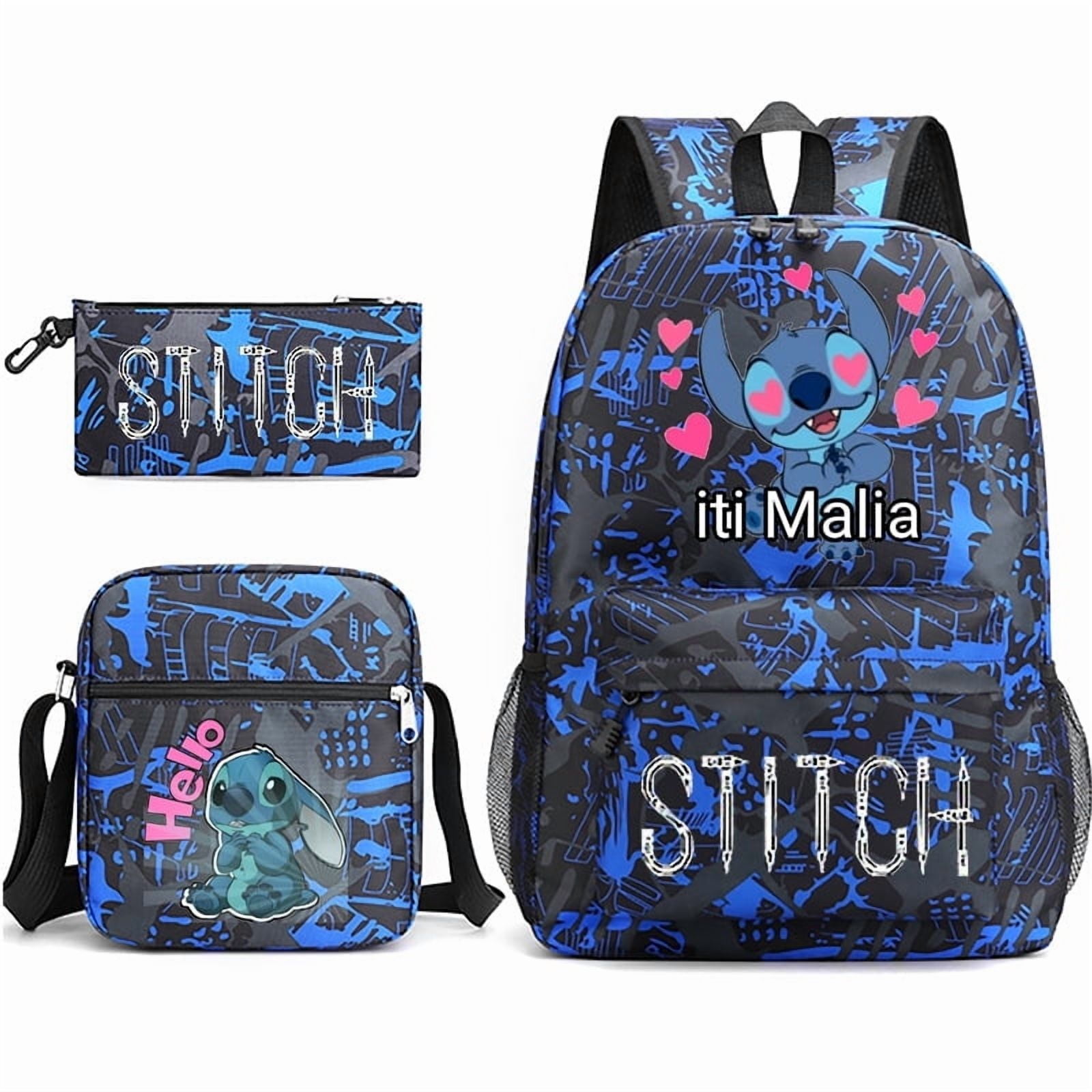 Stitch Anime Backpack Set 3 Pieces Shoulder Bag and Pencil Case for ...