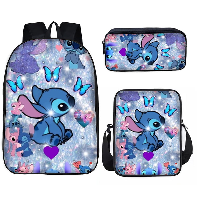 Stitch Anime Backpack Set 3 Pieces with Shoulder Bag and Pencil Case ...